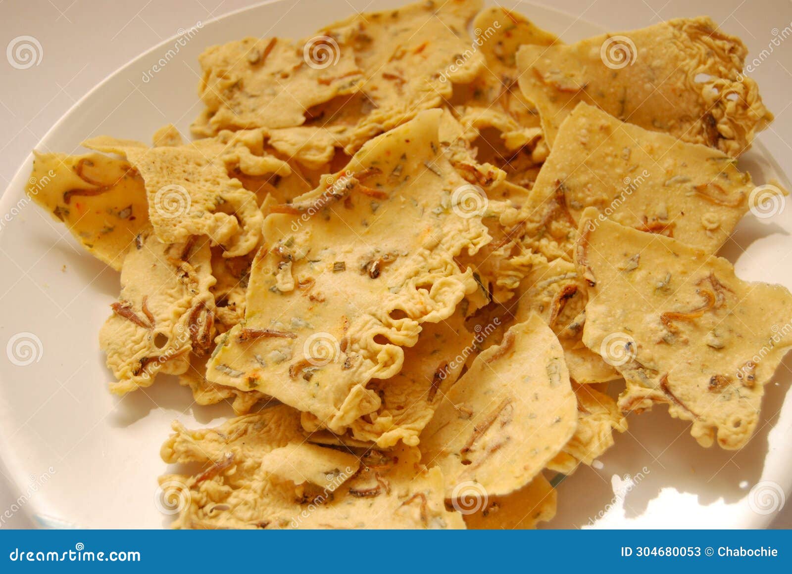 Rempeyek with Anchovy Topping Stock Image - Image of cracker, breakfast ...