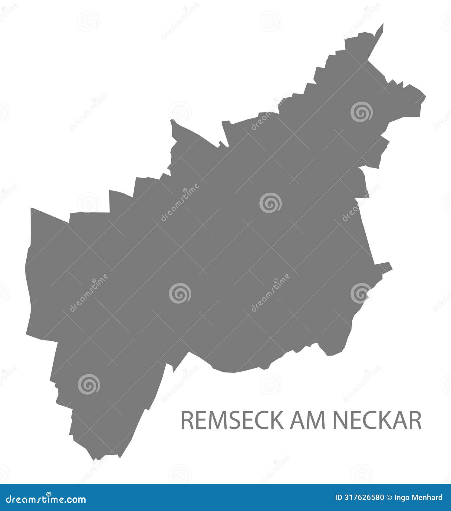 Remseck am Neckar German City Map Grey Illustration Silhouette Shape ...