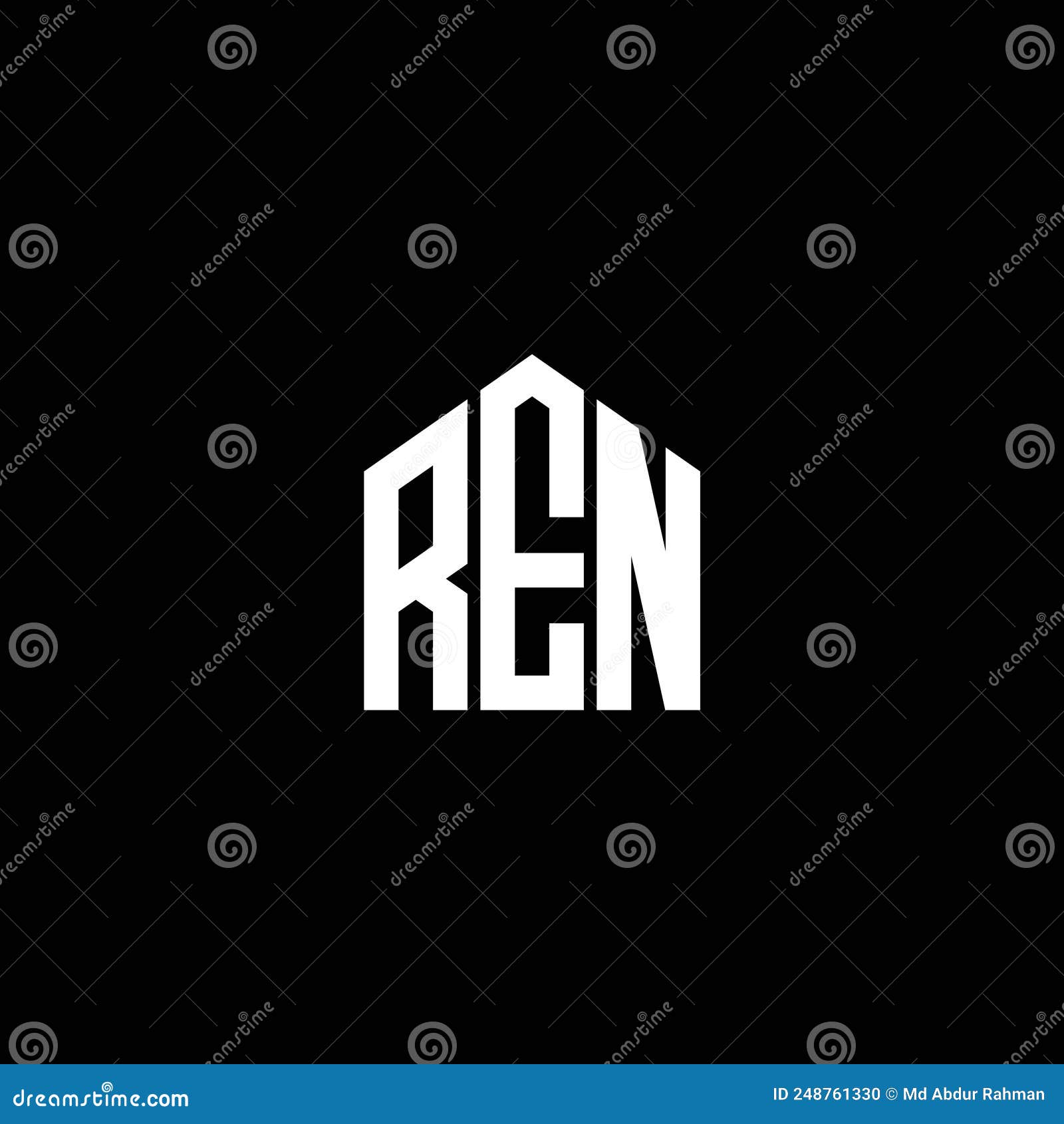 REN Letter Logo Design on BLACK Background. REN Creative Initials ...