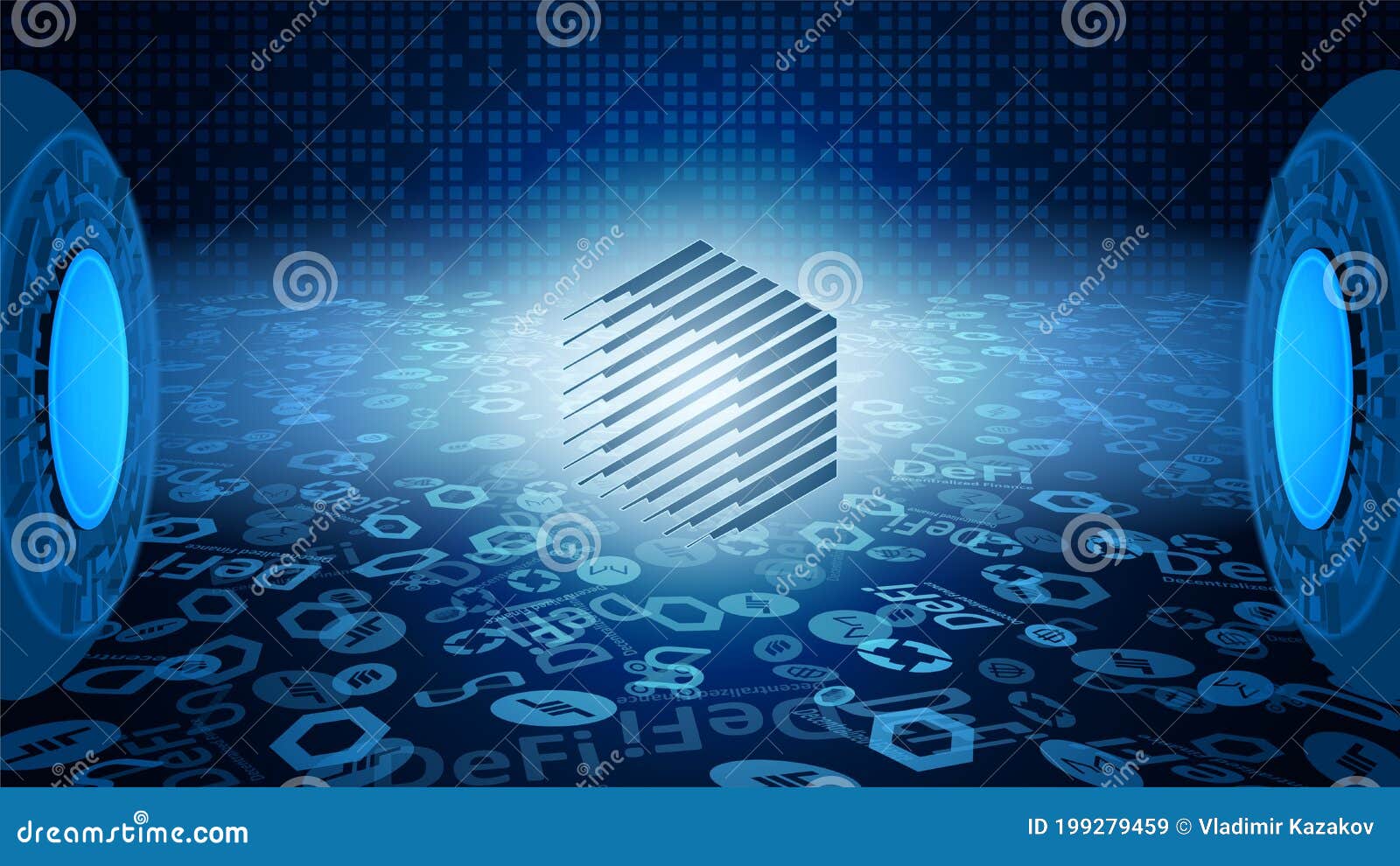 REN Token Symbol of the DeFi System Shining in the Rays of Light. Stock ...