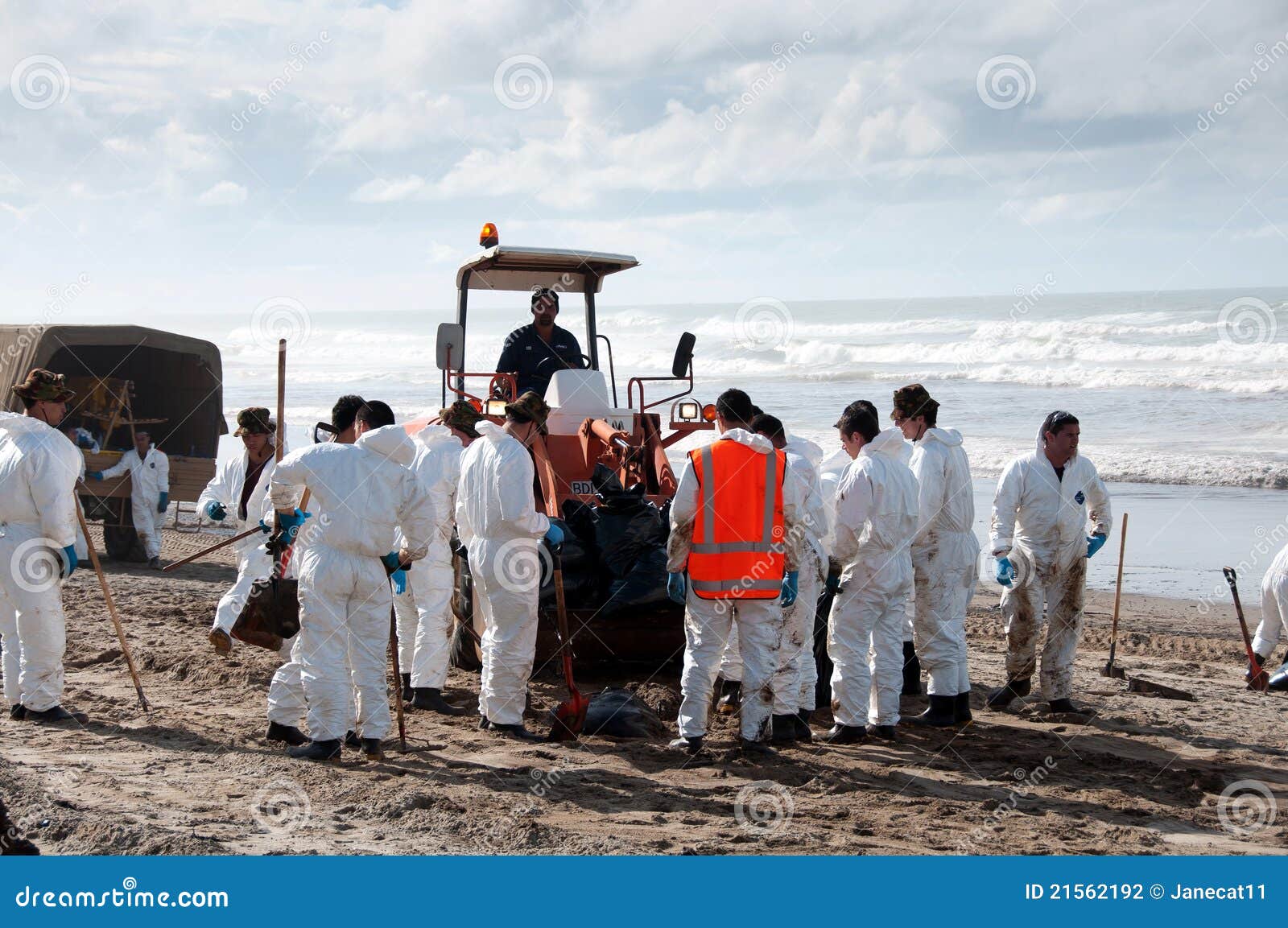 Rena Oil Spill Clean Up Workers Editorial Photography - Image of army ...