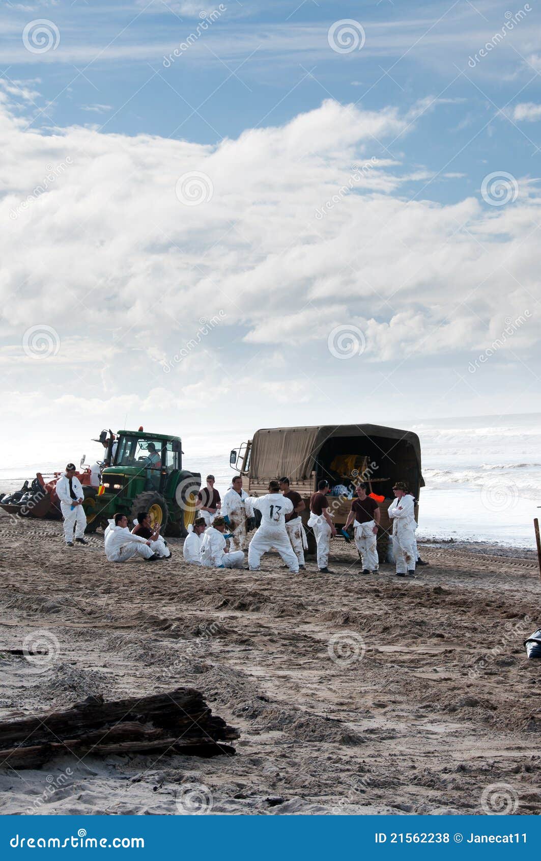 Rena Oil Spill Clean Up Workers Editorial Stock Photo - Image of army ...