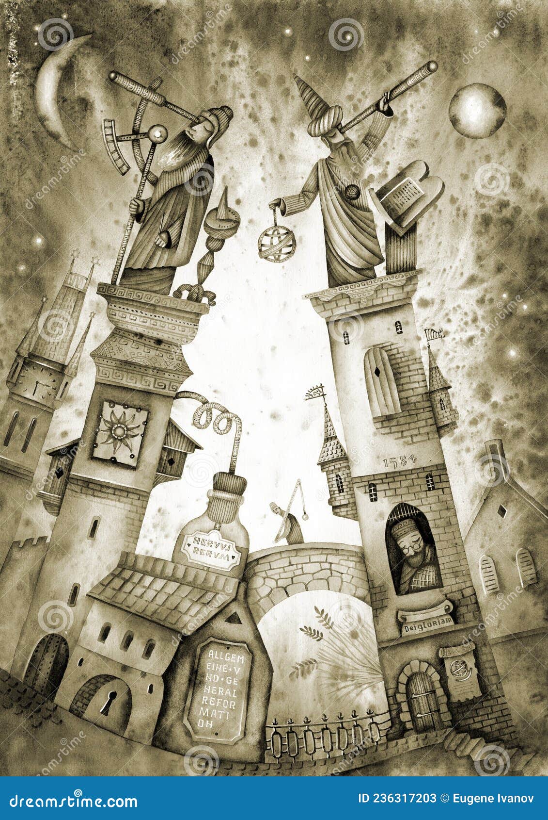 Renaissance-era Mathematician and Astronomer Stock Illustration ...