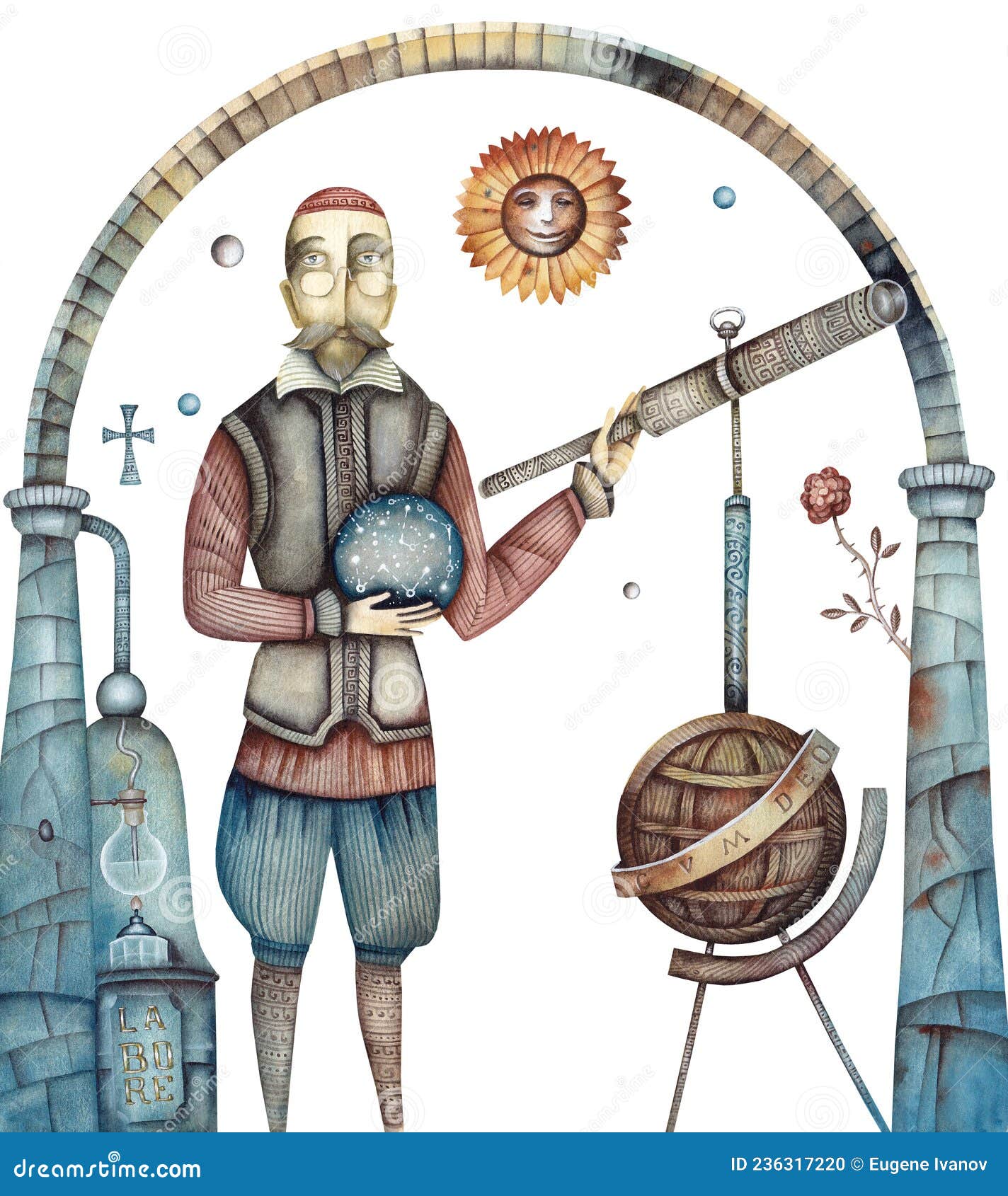 Renaissance-era Mathematician and Astronomer Stock Illustration ...