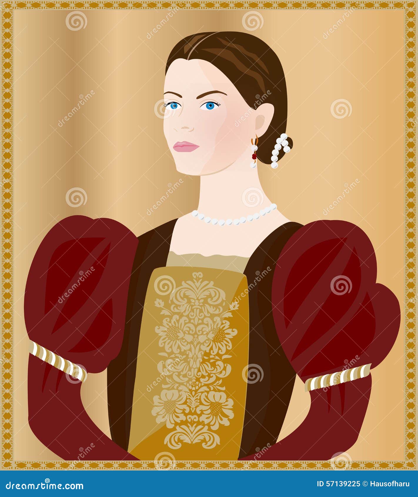 Lady With Renaissance Flowered Dress Royalty-Free Cartoon ...