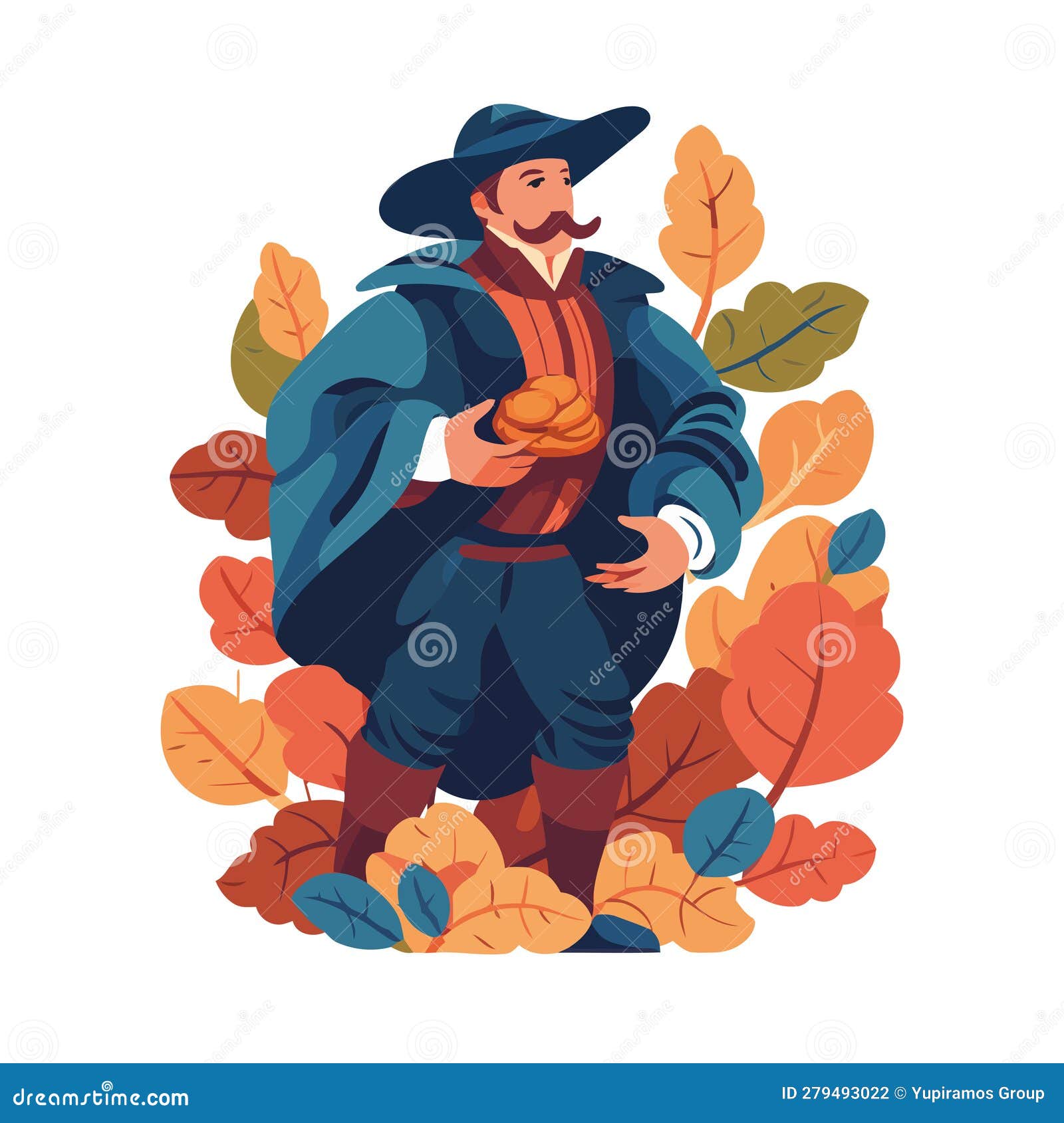 Renaissance Man with Traditional Clothes and Leafs Stock Vector ...