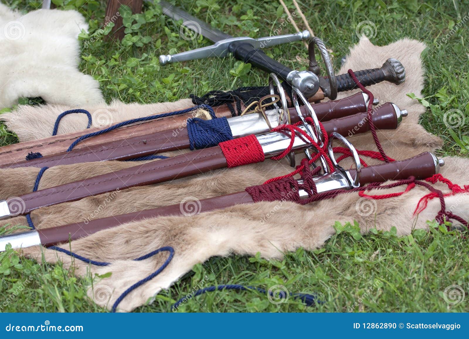Renaissance Weapons in the Meadow Stock Photo - Image of weapons, grass ...