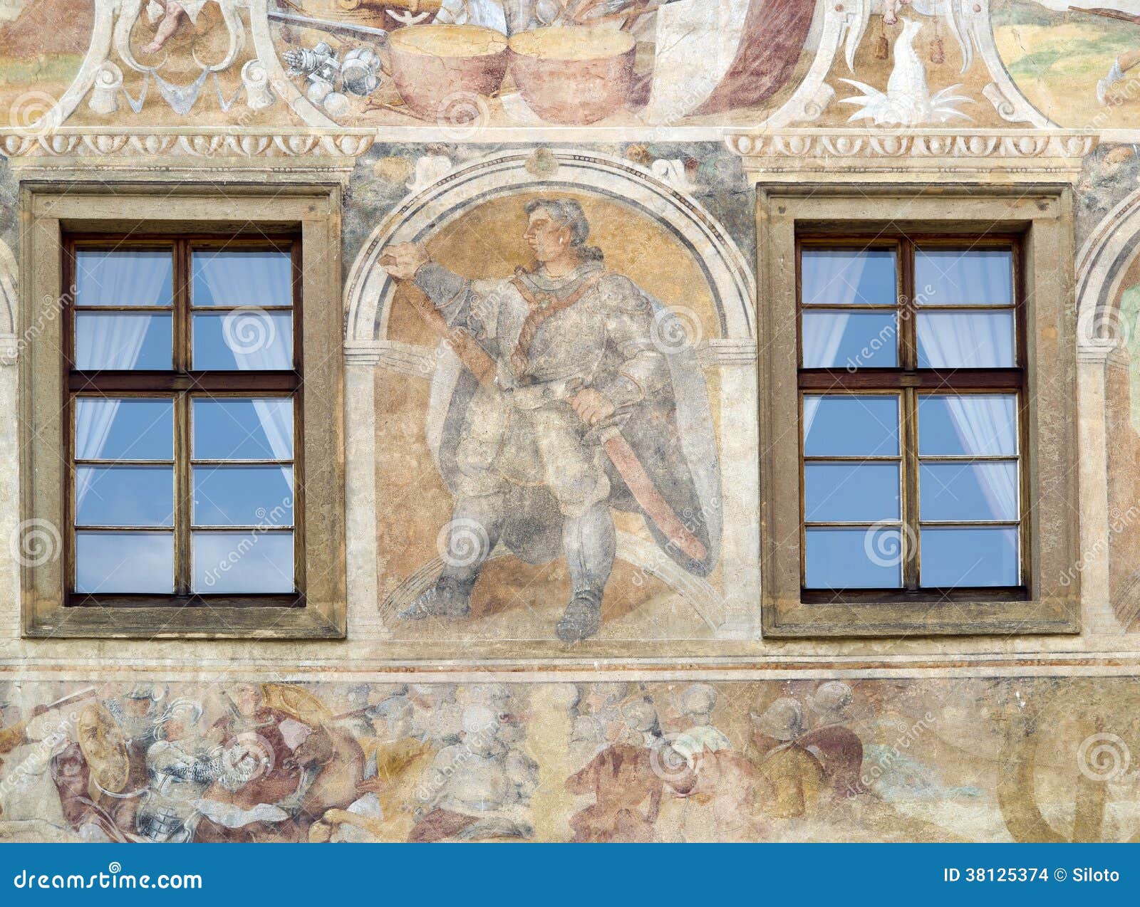 Renaissance Windows and Sgraffito Stock Photo - Image of castle ...