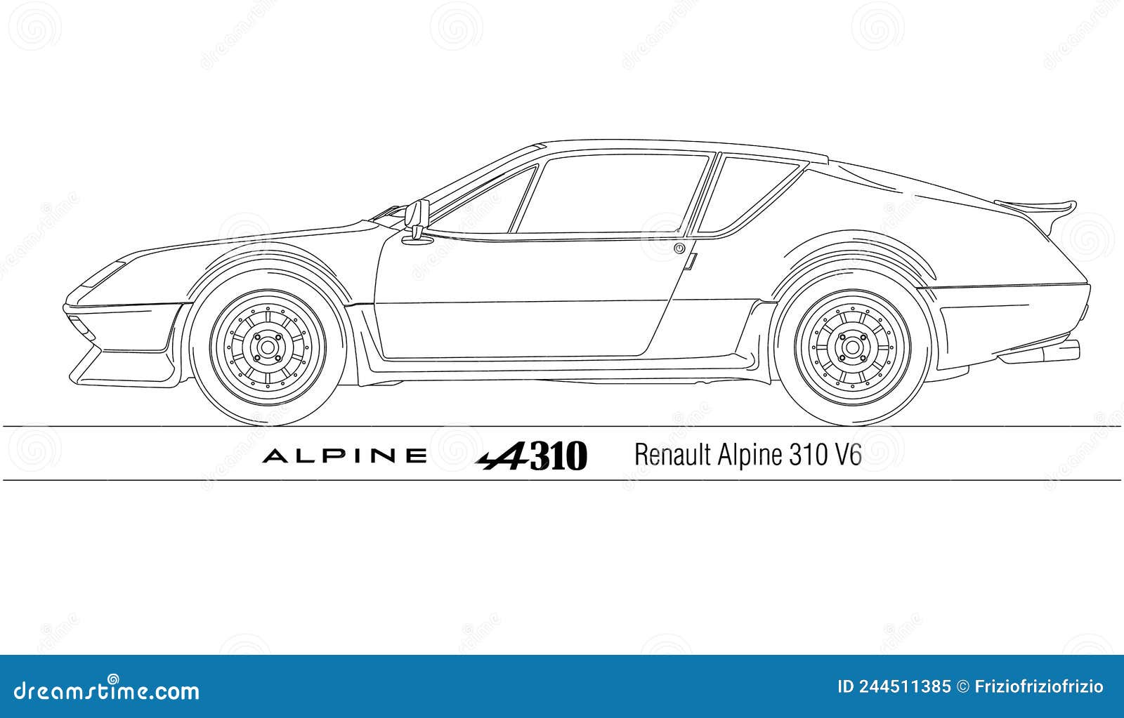 Renault 5 Vintage Car, Outlined Silhouette, Illustration Cartoon Vector ...