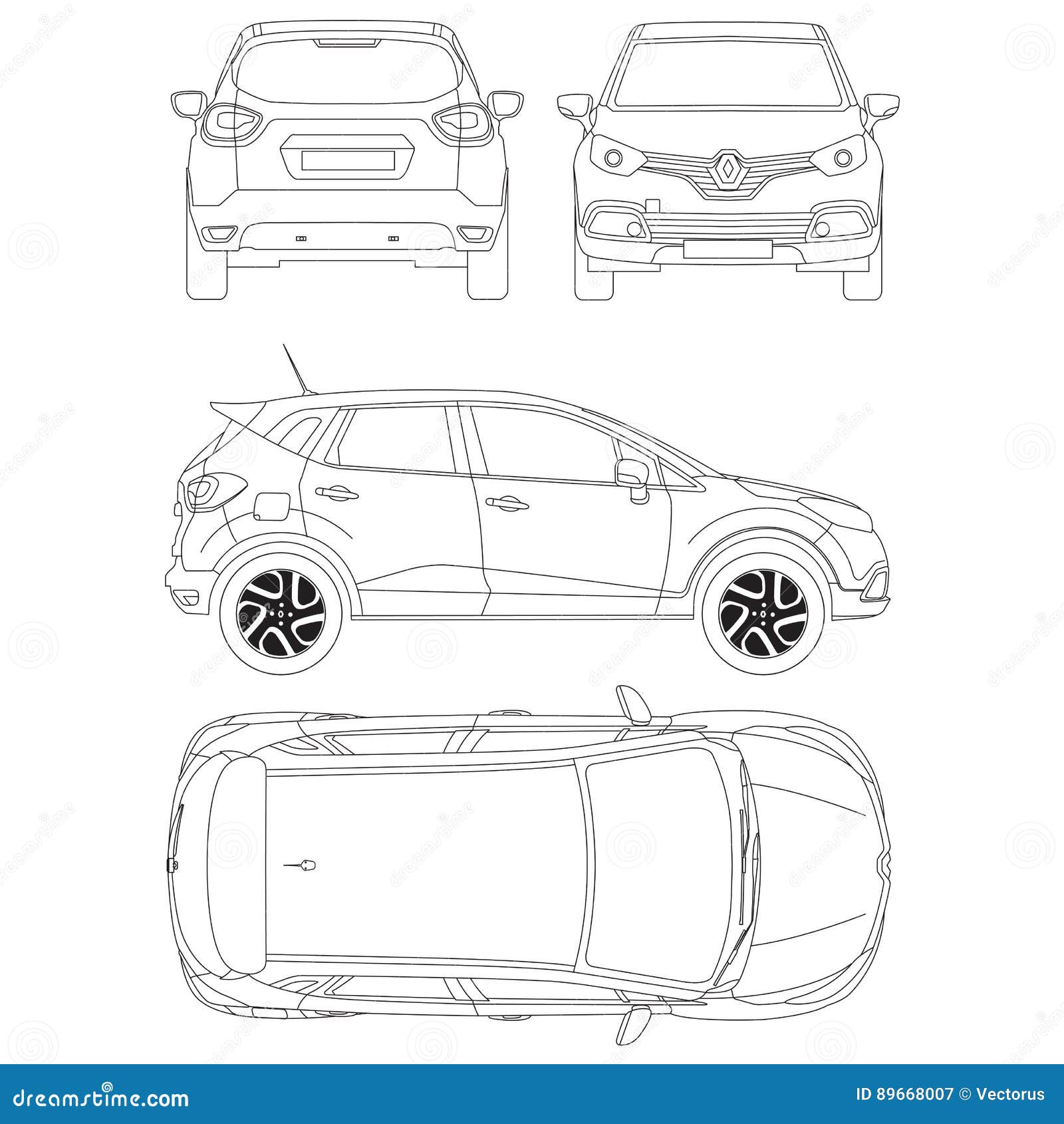 Renault Capture Blueprint editorial photography. Illustration of ...