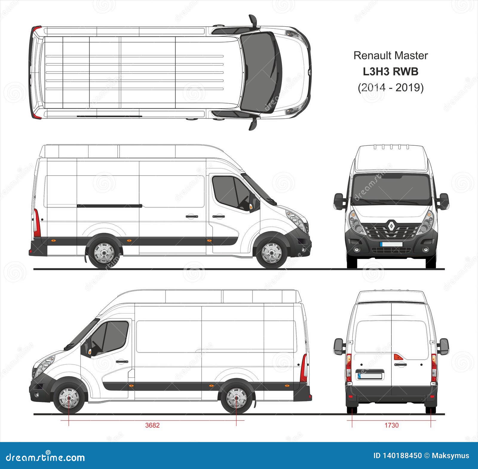 Renault Master Cargo Delivery Van L3H3 RWB 2014-2019 Editorial Image ...