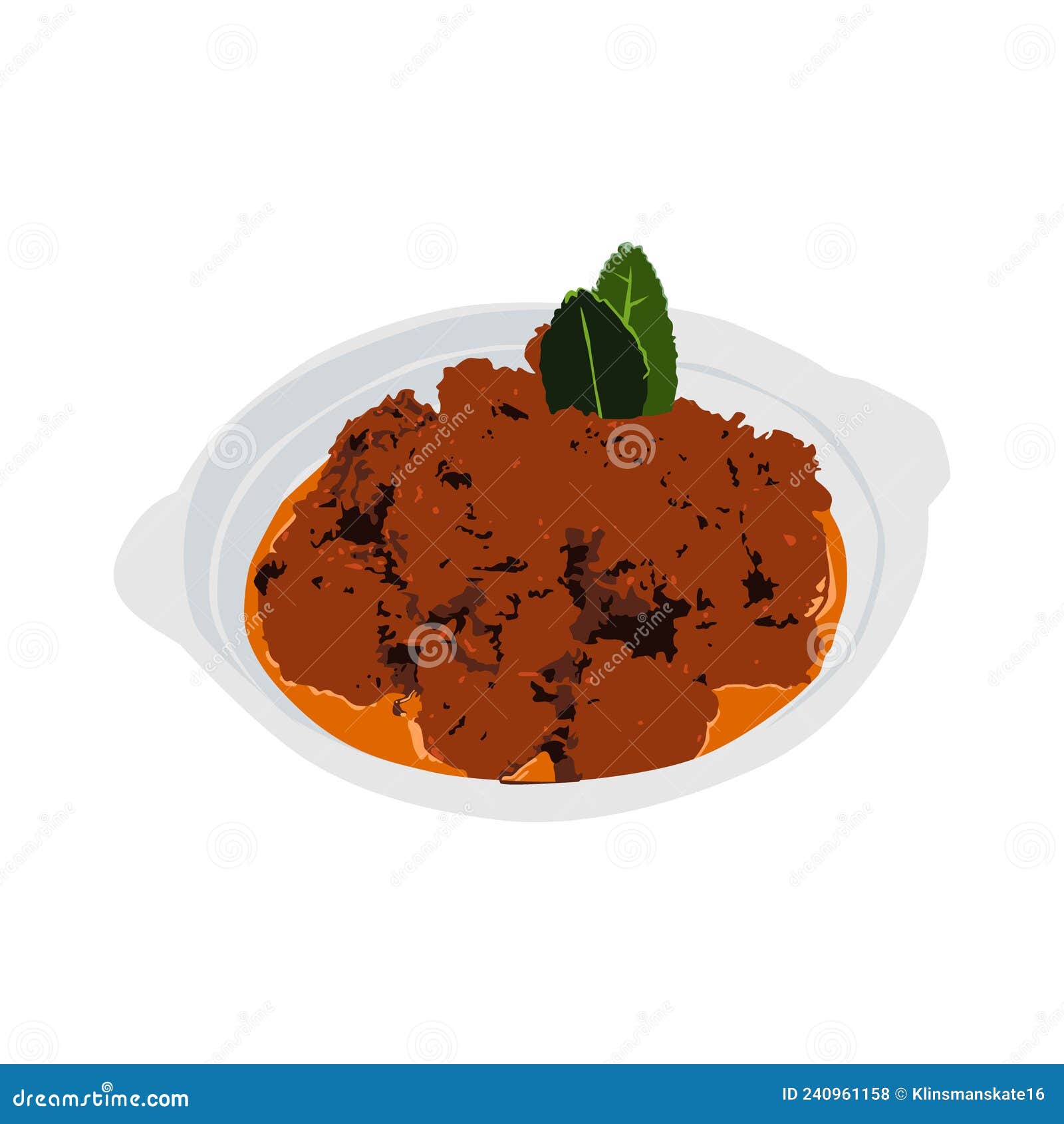 Rendang Indonesian Food. Asian Traditional Food Elements In Cartoon ...