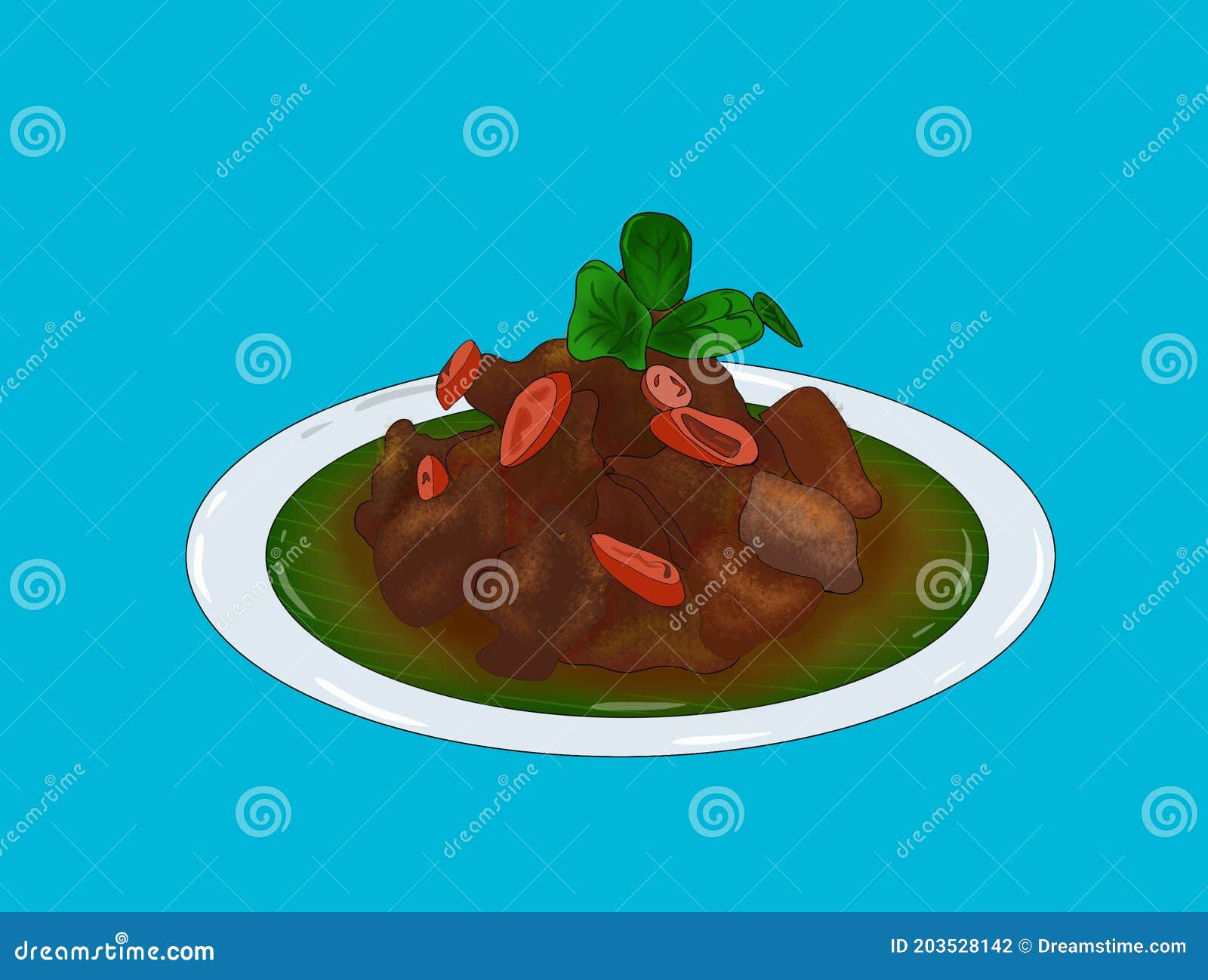 Rendang stock illustration. Illustration of fruit, meal - 203528142