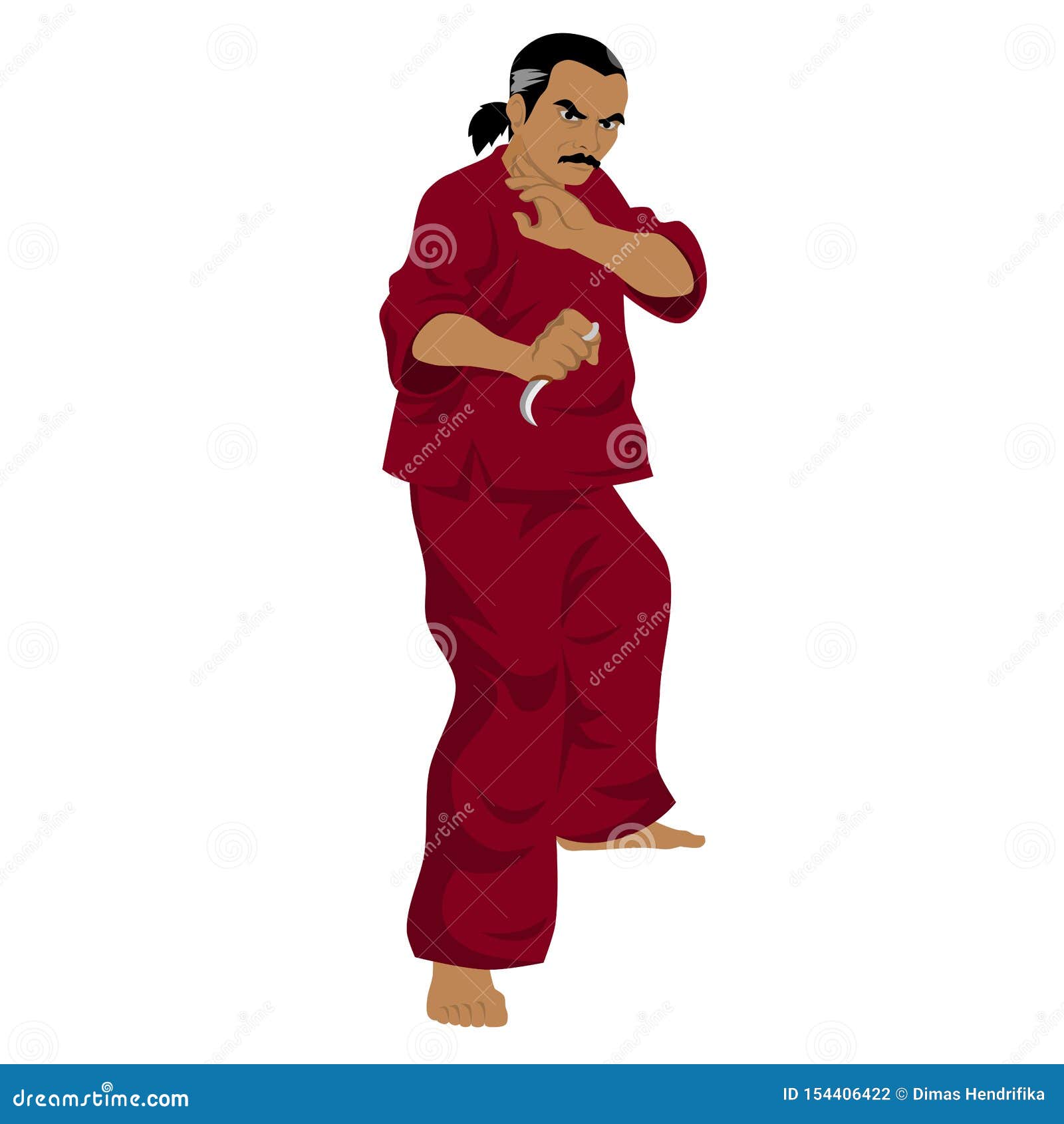 Vector of Silat Using Karambit Weapon - Pose 6 Stock Vector ...