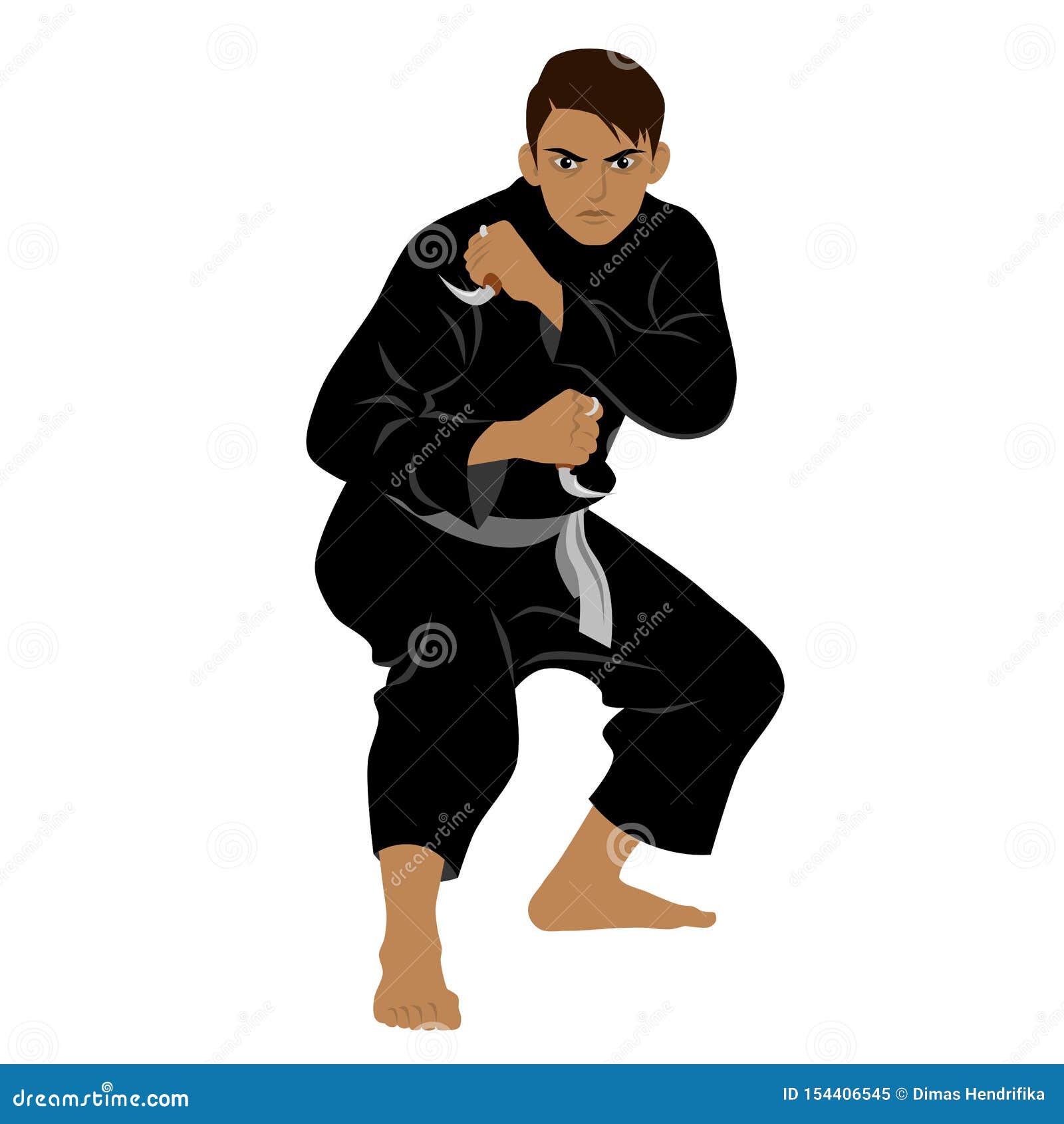 Vector of Silat Using Karambit Weapon - Pose 5 Stock Illustration ...