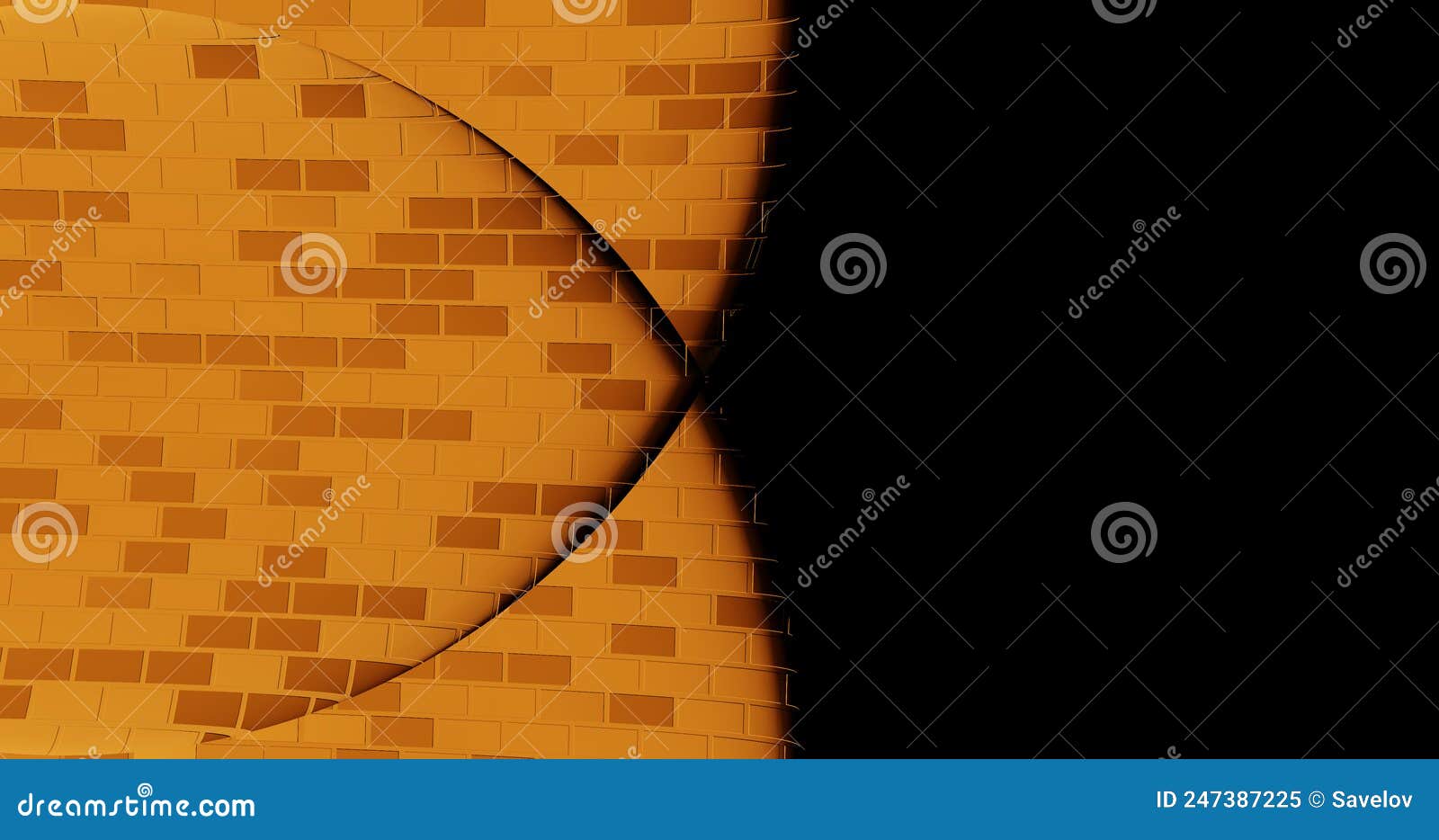 Render with Abstract Brick Background Dark Sand Color on Black Empty ...
