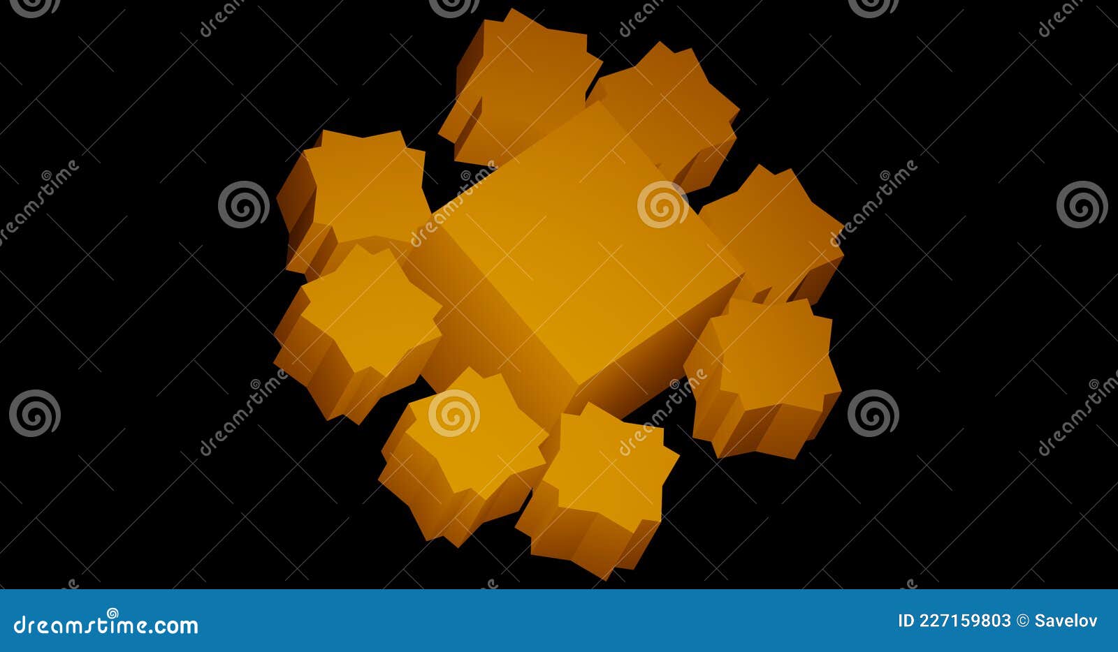 Render Abstract Yellow Structure on a Black Background Stock ...