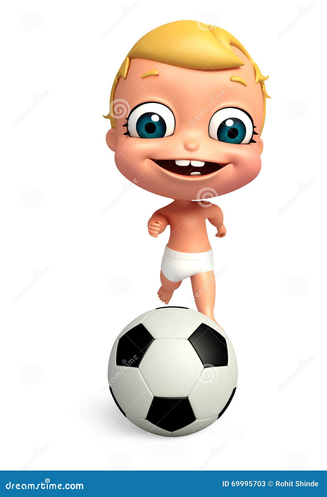 Render of Baby with Football Stock Illustration - Illustration of ...
