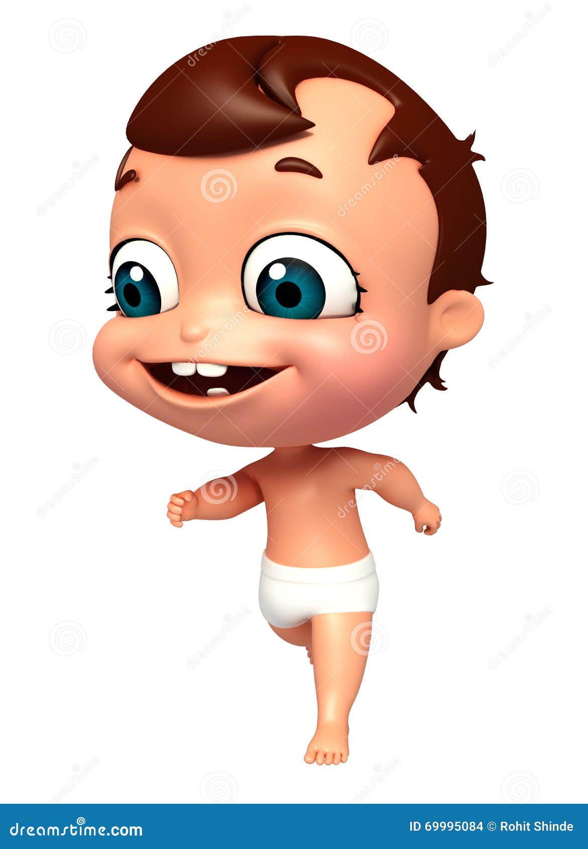 Render of Baby with Running Pose Stock Illustration - Illustration of ...
