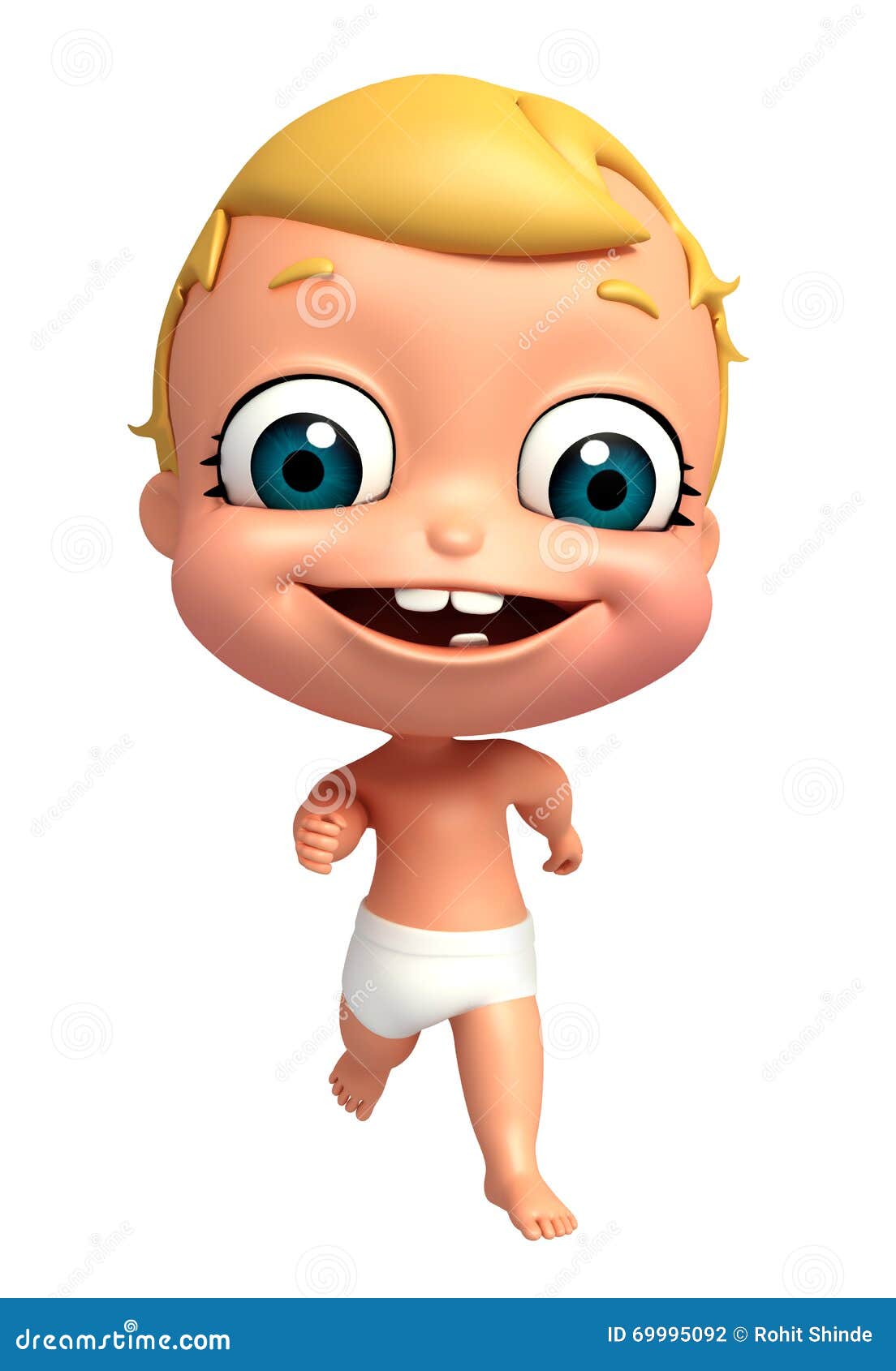 Render of Baby with Running Pose Stock Illustration - Illustration of ...