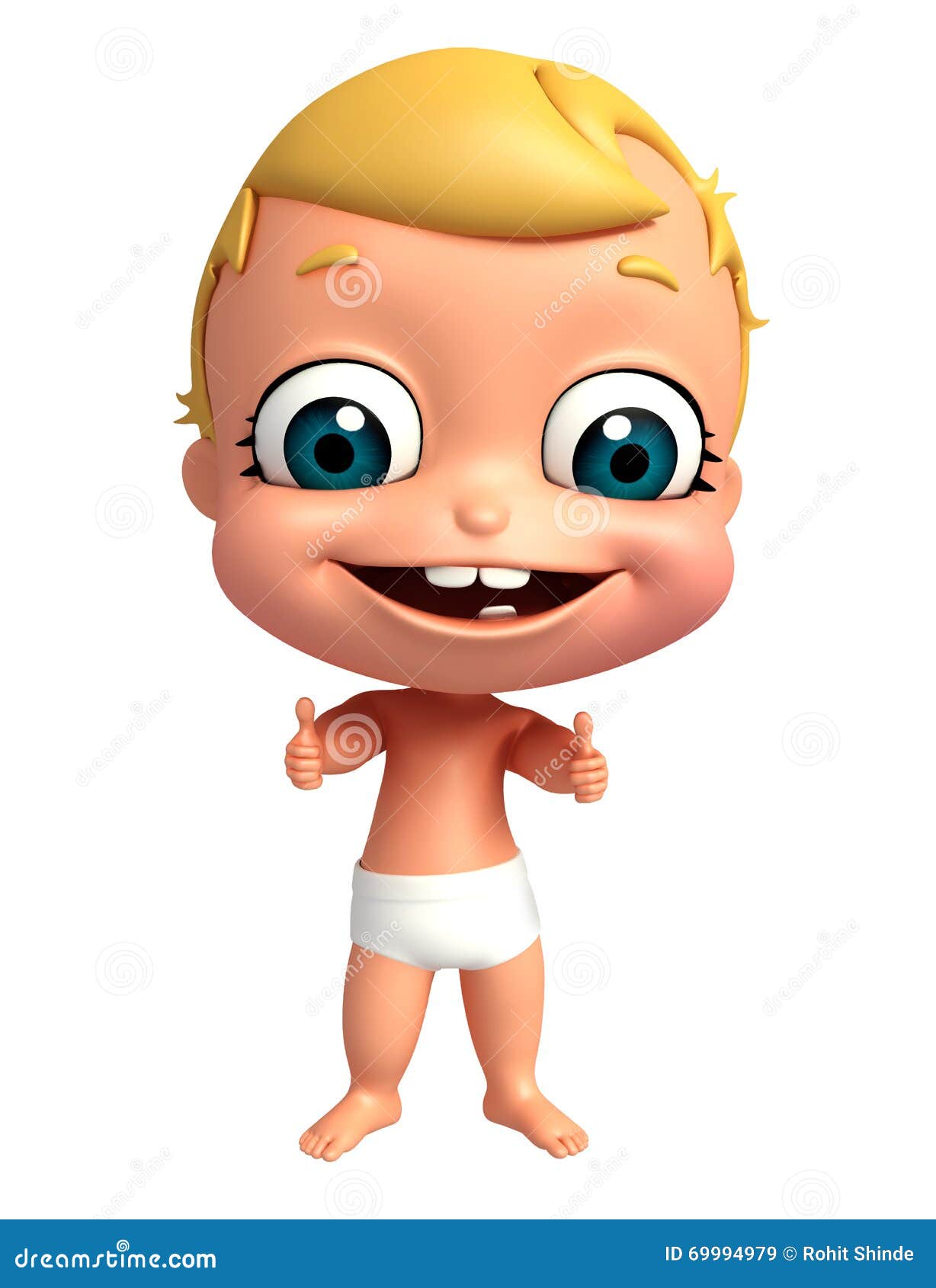 Render of Baby with Thums Up Pose Stock Illustration - Illustration of ...
