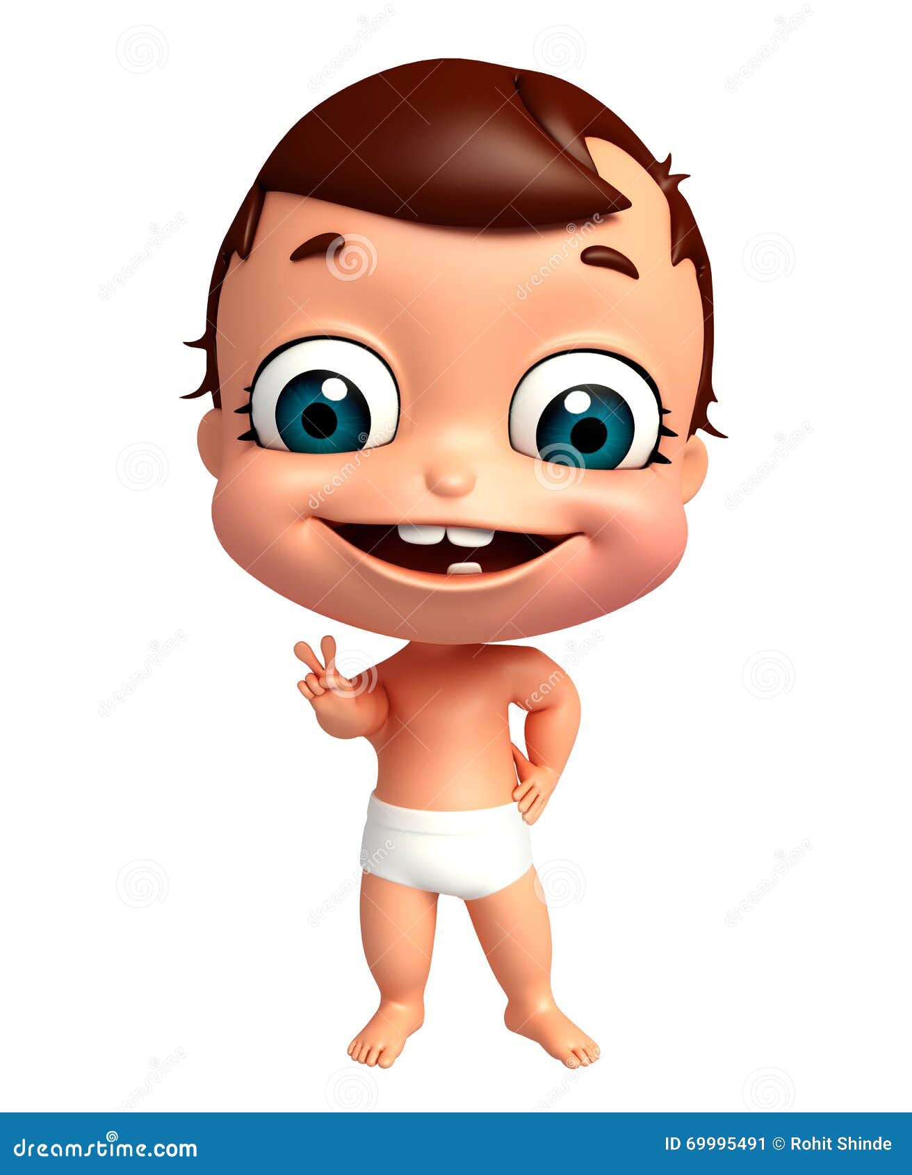 Render of Baby Victory Pose Stock Illustration - Illustration of ...