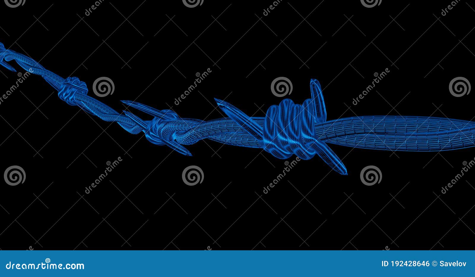 Render with Barbed Wire in Cyber Style Stock Illustration ...