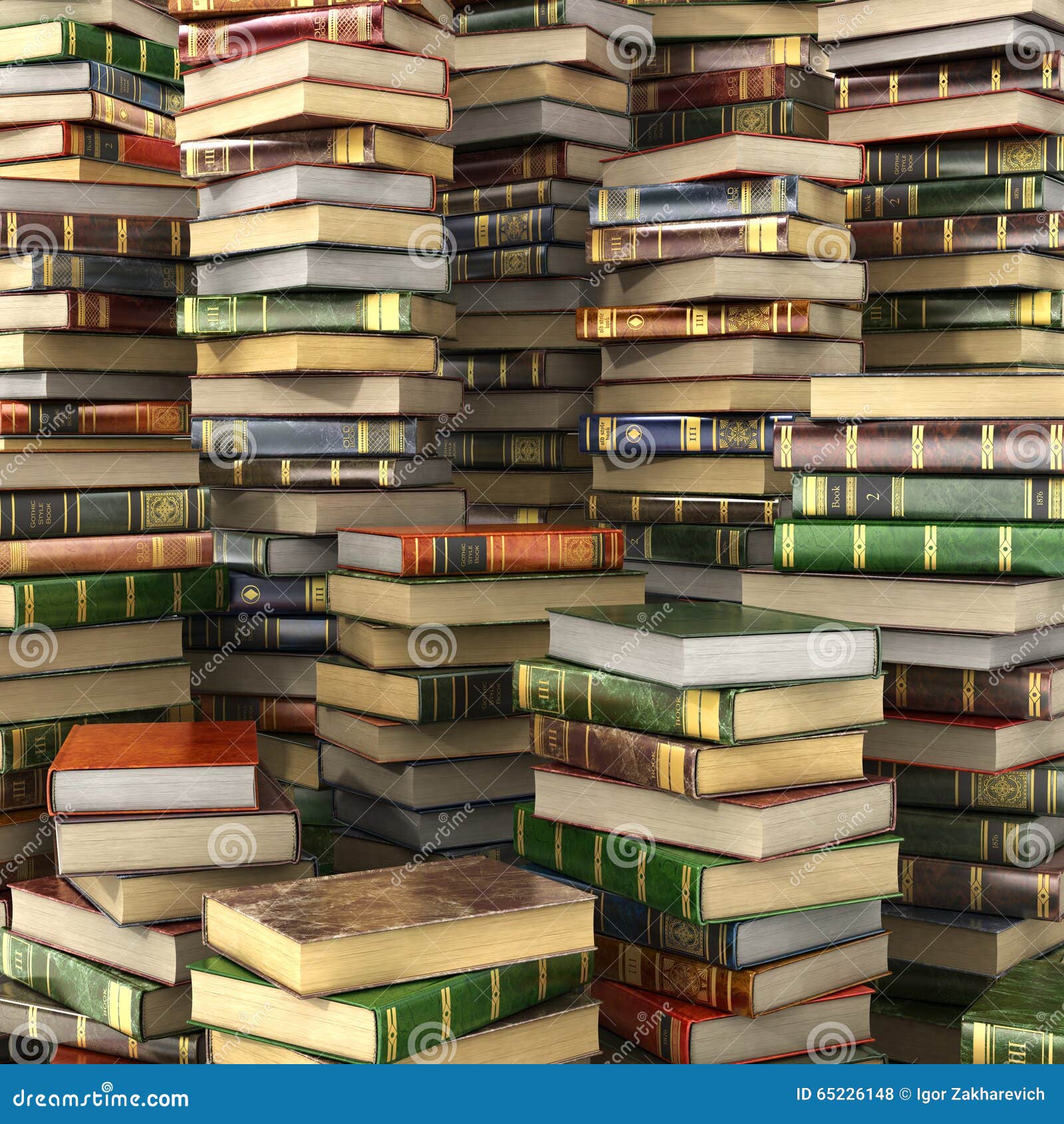 Render of Big Pile of Colorful Books on Full Screen. Stock Illustration ...