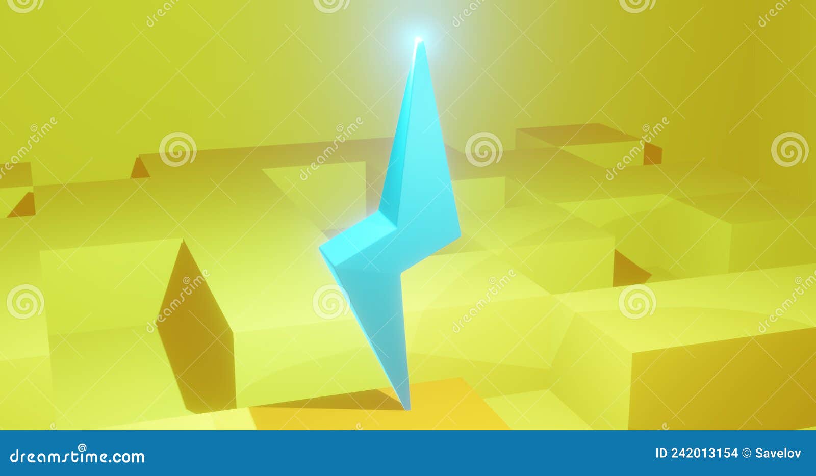 Render with Blue Cartoon Lightning on White Background Stock ...