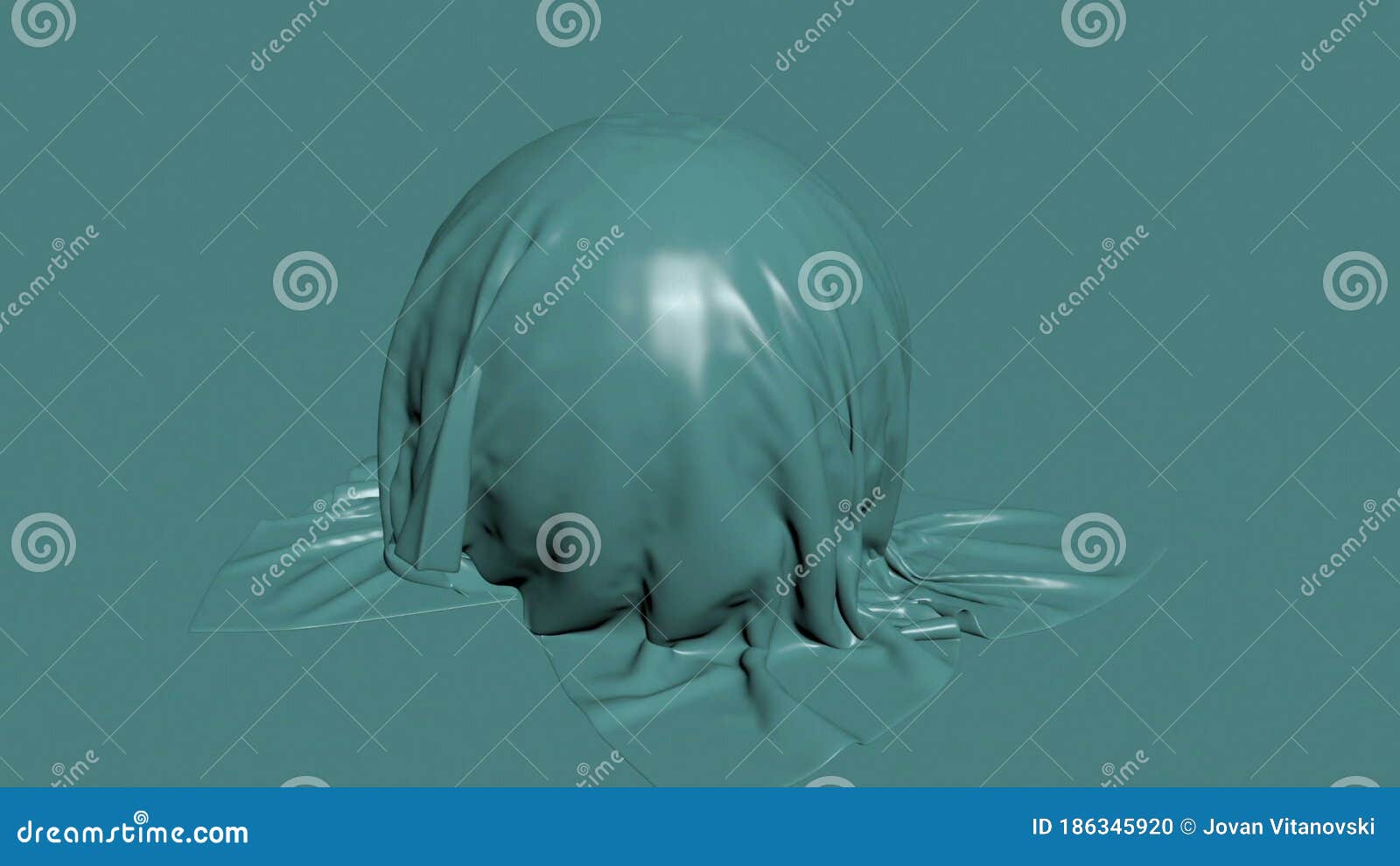 Render of Blue Fabric Falling Down and Cover Mysterious Object Stock ...