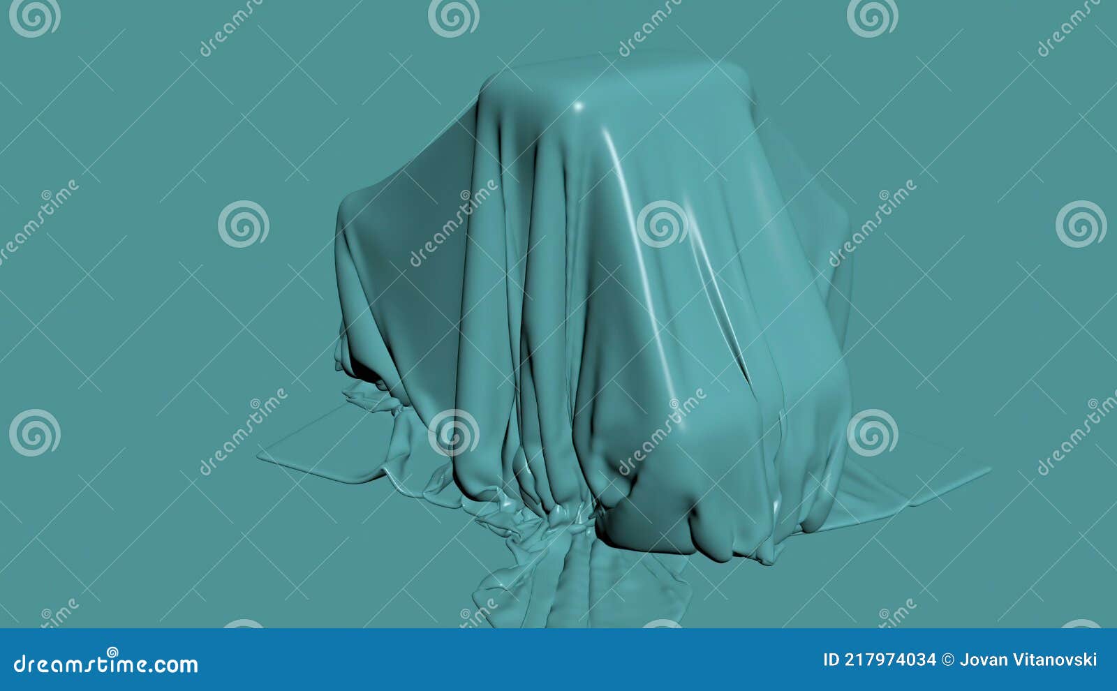 Render of Blue Fabric Falling Down and Cover Mysterious Object Stock ...