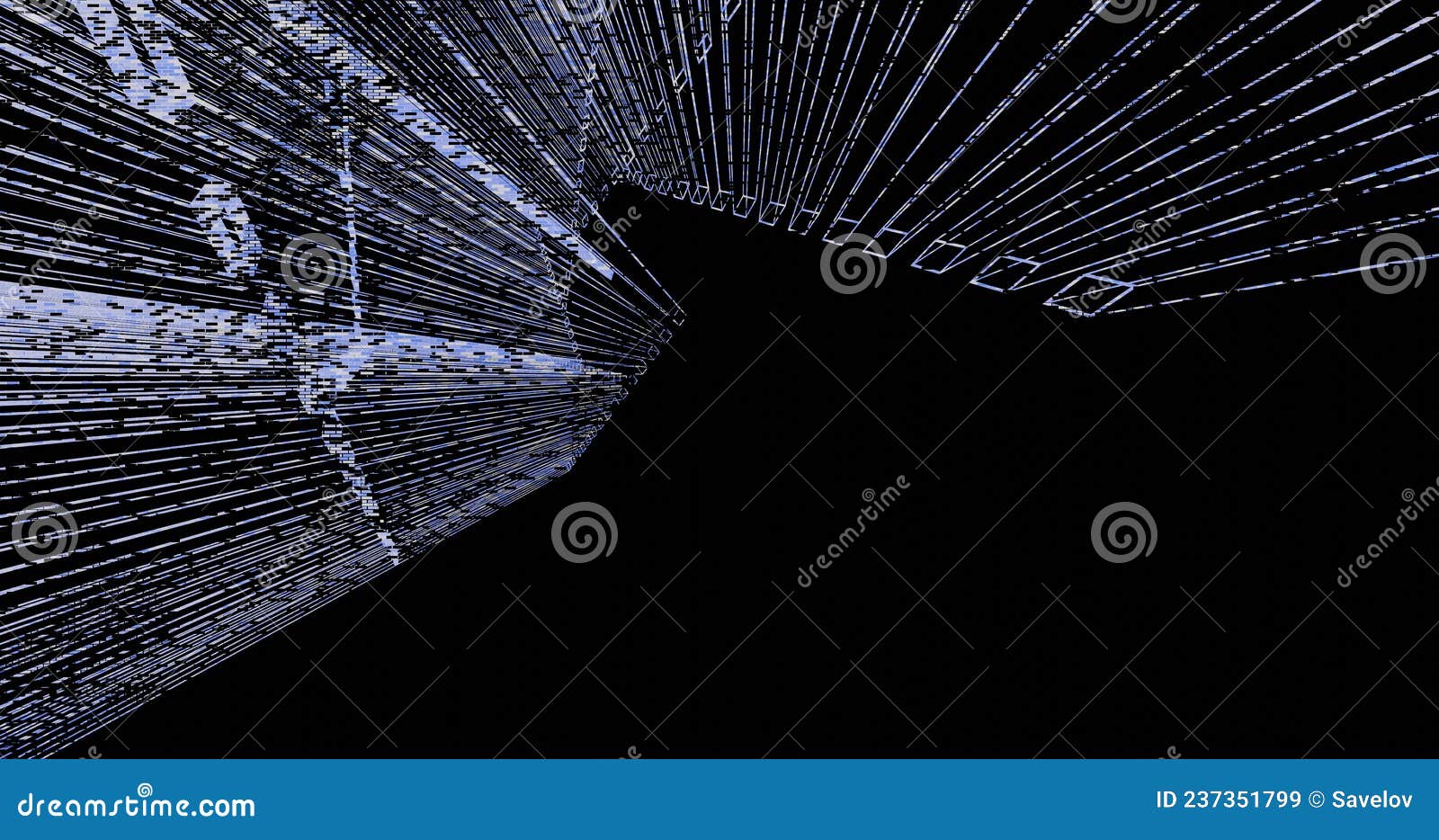 Render with Blue Lines on a Black Background with Glitch Stock ...
