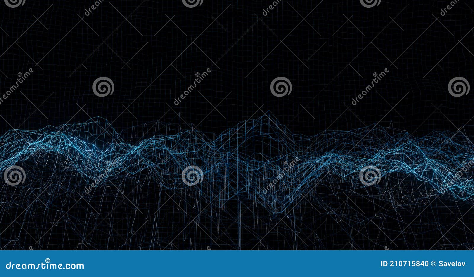 Render with Blue Mesh on a Black Background Stock Illustration ...