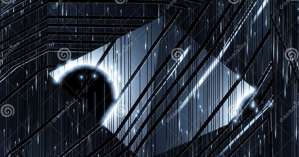 Render with Blue Surface with Reflections and Stripes Stock ...