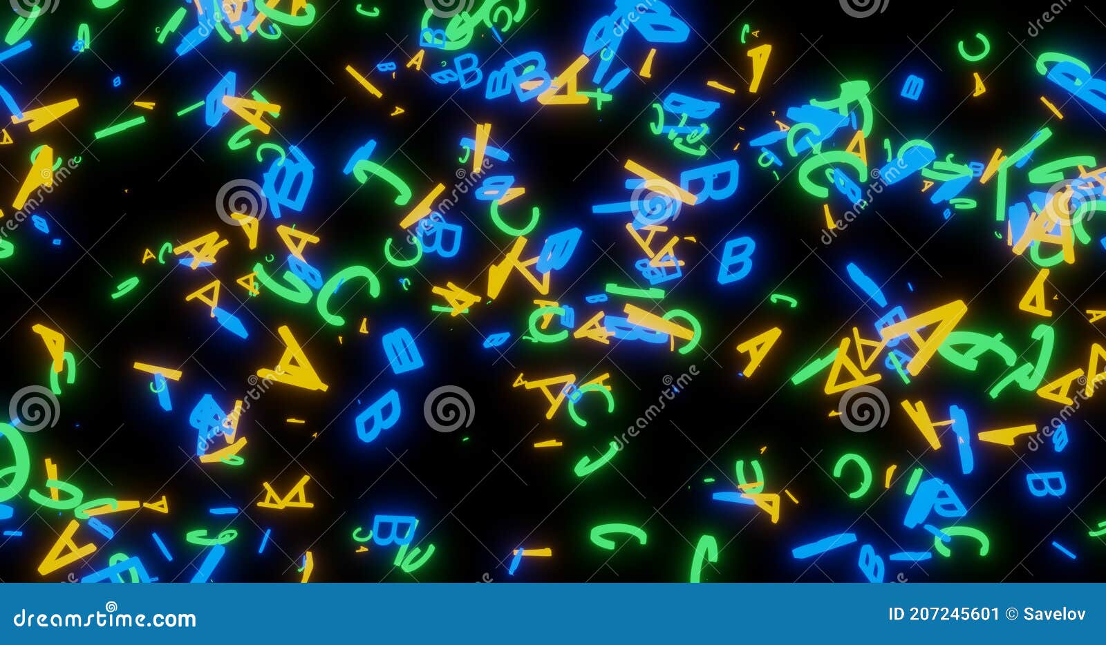 Render with Bright Yellow Green and Blue Letters a B C Stock ...