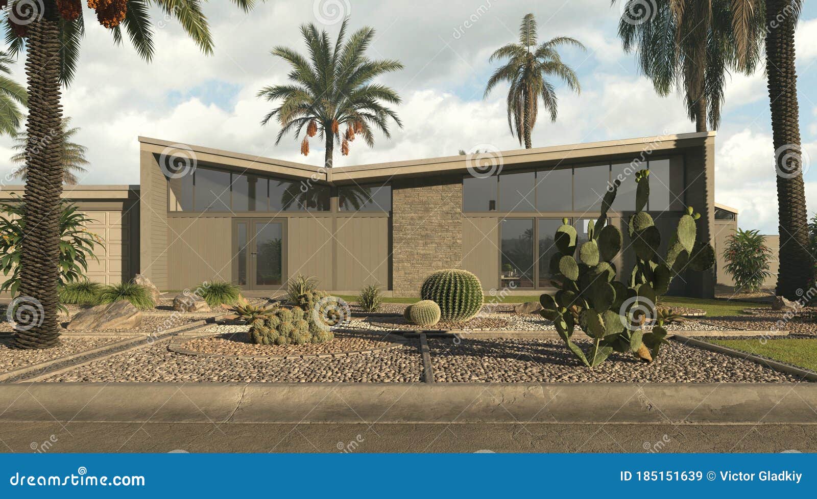 Render Building Exterior in the Outdoor 3d Illustration Stock ...