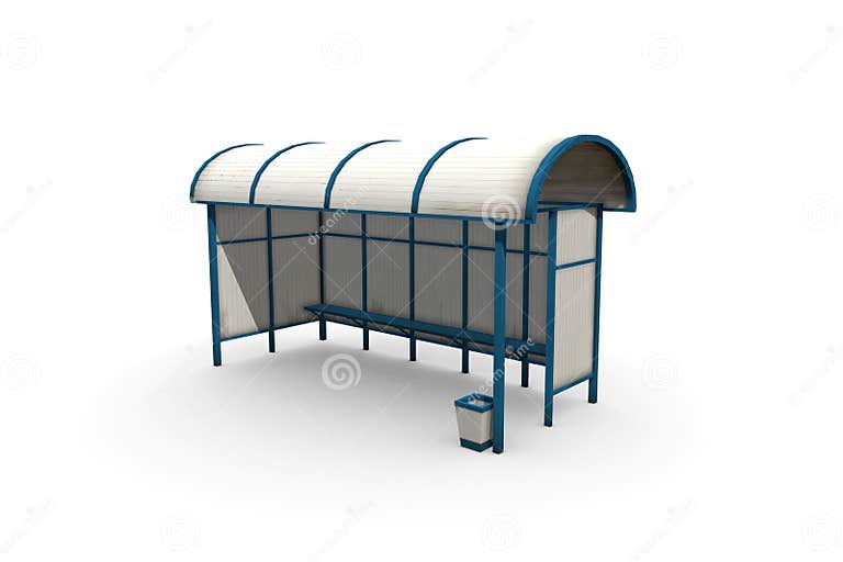 Render of a Bus Stop on a White Background Stock Illustration ...