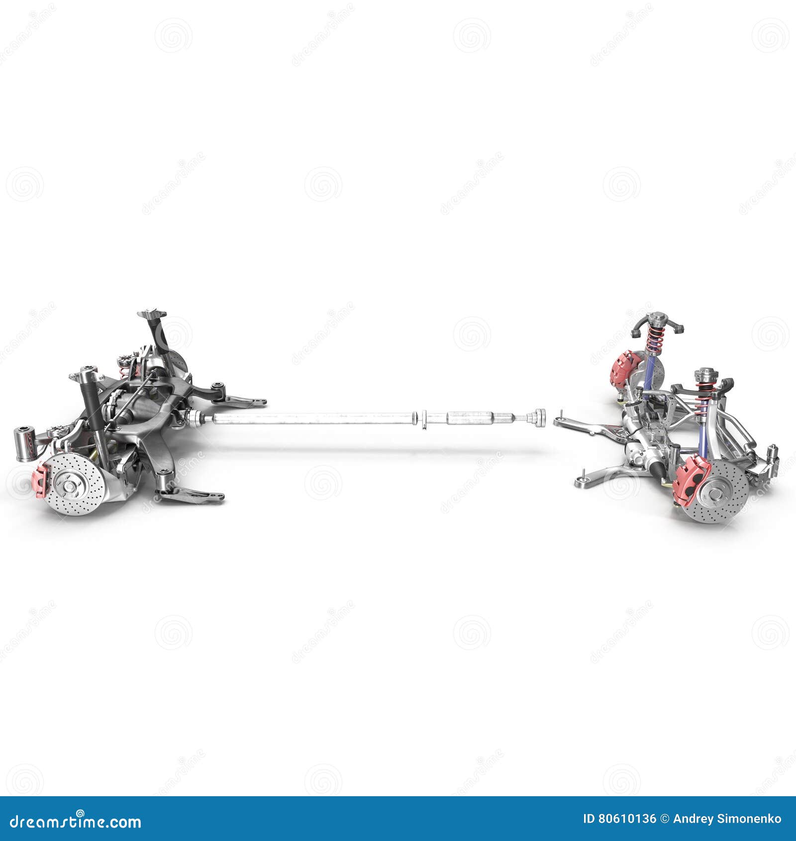 Render of Car Chassis without Engine Isolated on White. Side View. 3D ...