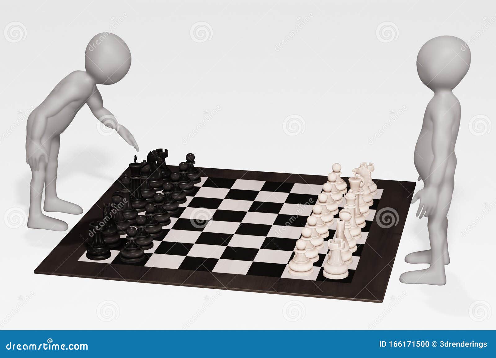 Render of Cartoon Character with Chess Stock Illustration ...