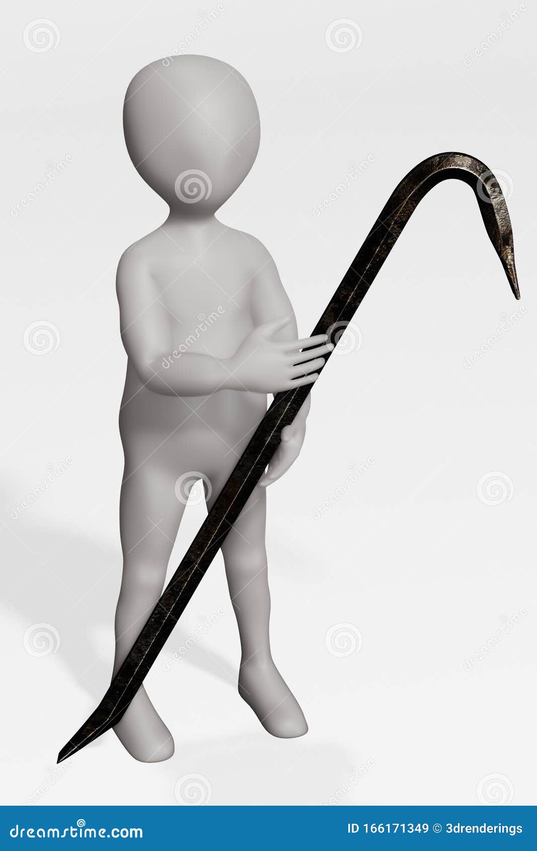 Render of Cartoon Character with Crowbar Stock Illustration ...