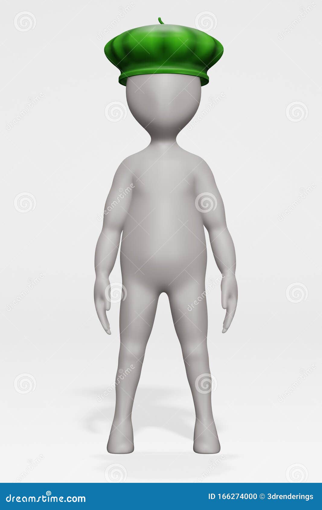 Render of Cartoon Character with Hat Stock Illustration - Illustration ...