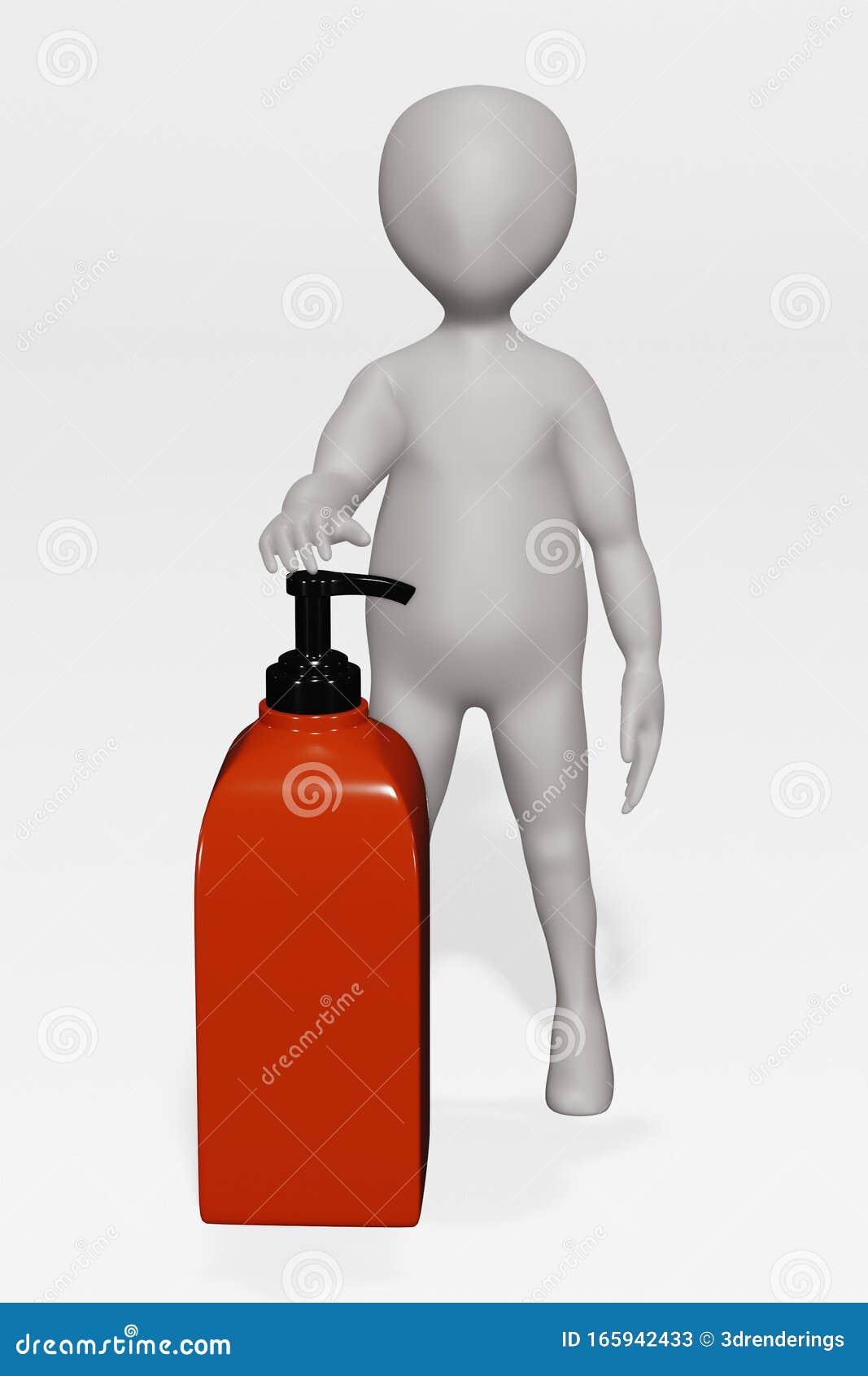 Render of Cartoon Character with Lotion Stock Illustration ...