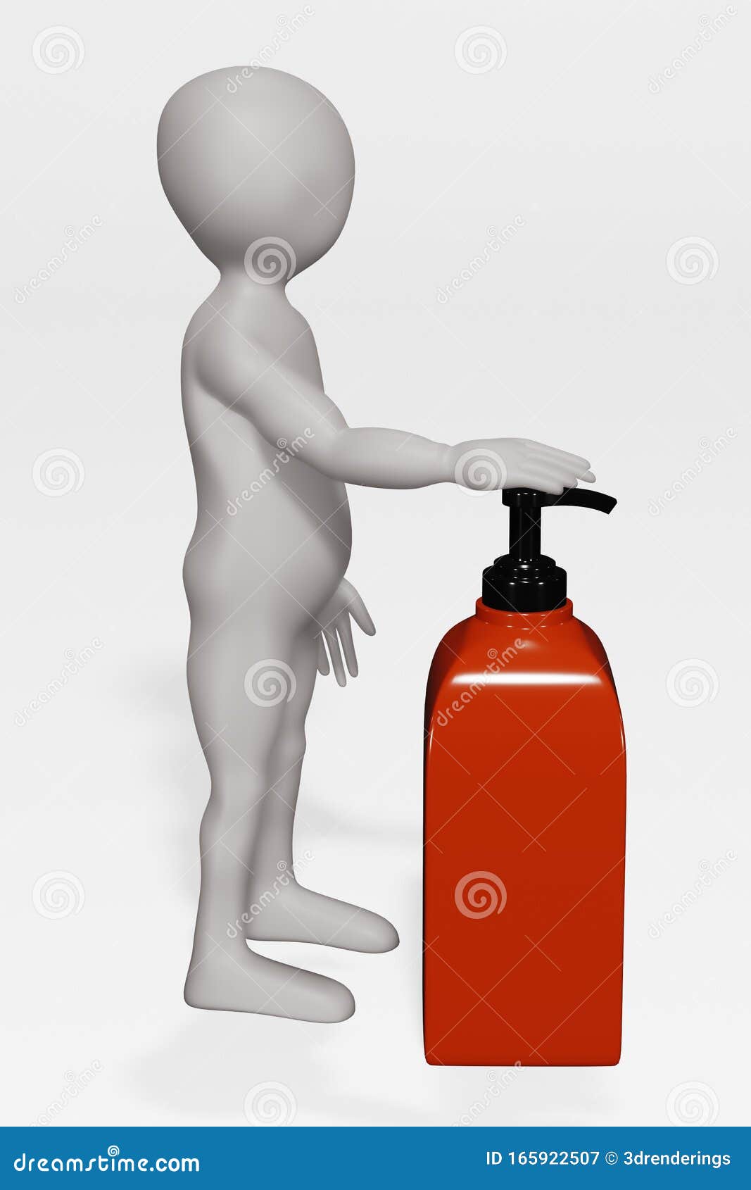Render of Cartoon Character with Lotion Stock Illustration ...
