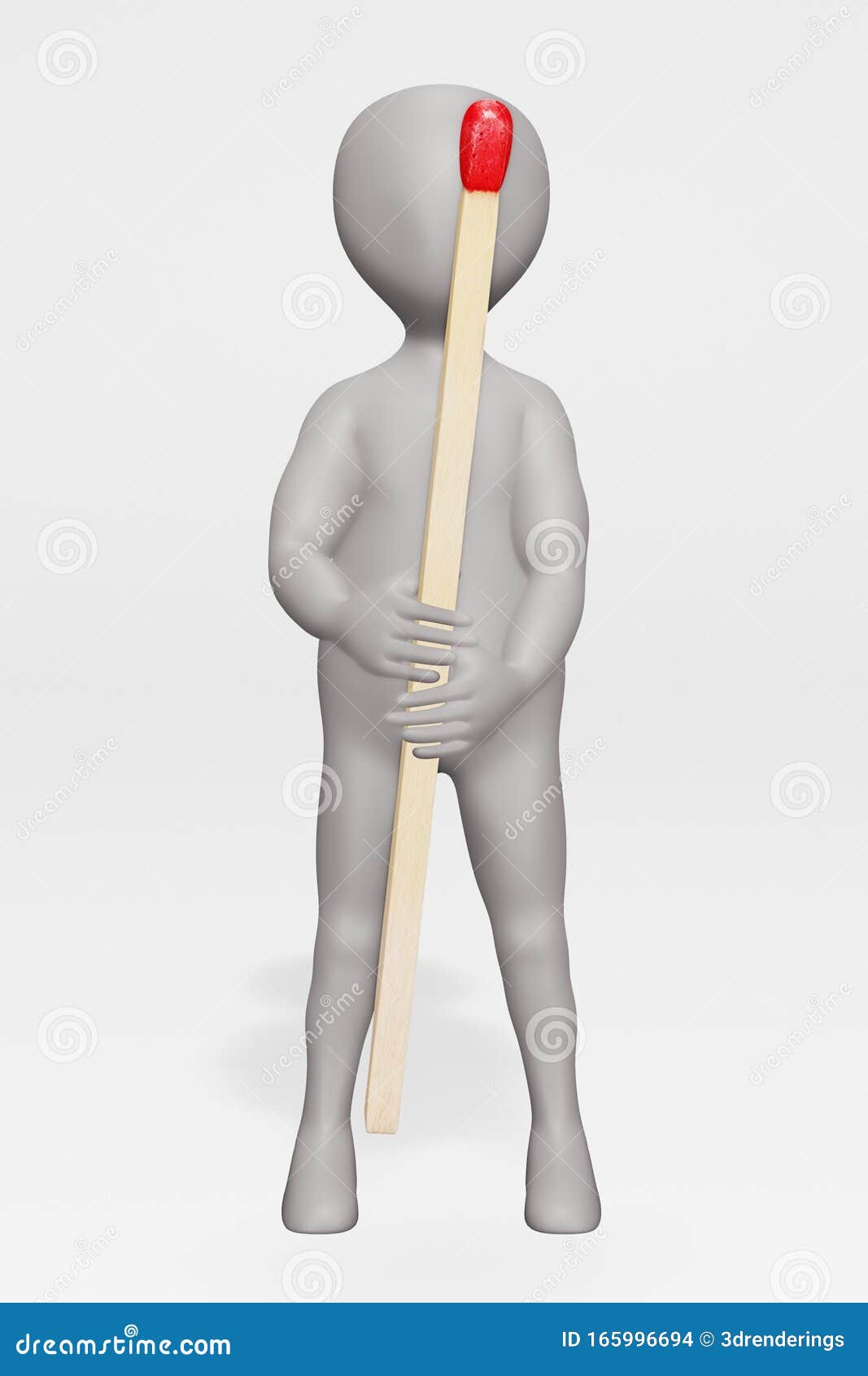 Render of Cartoon Character with Match Stock Illustration ...