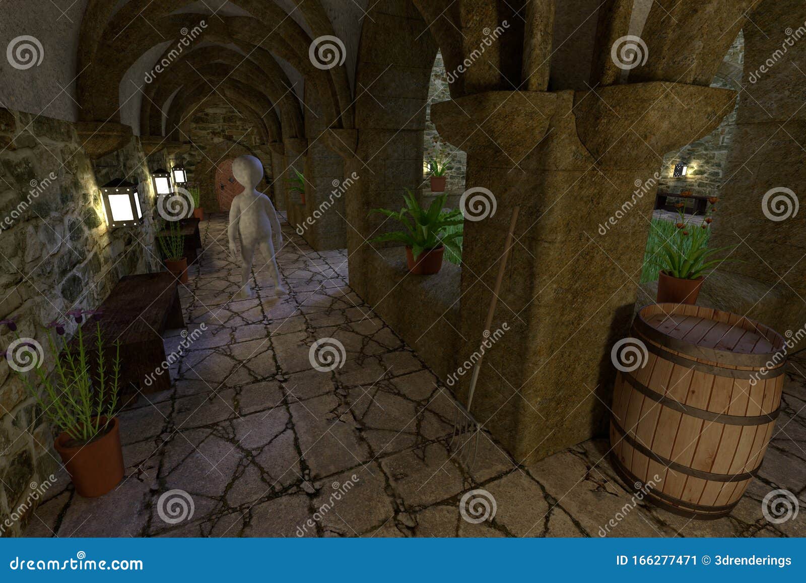 Render Of Cartoon Character In Monastery Royalty-Free Stock Photography ...
