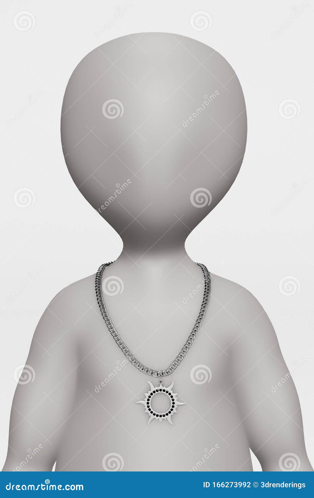 Render of Cartoon Character with Necklace Stock Illustration ...