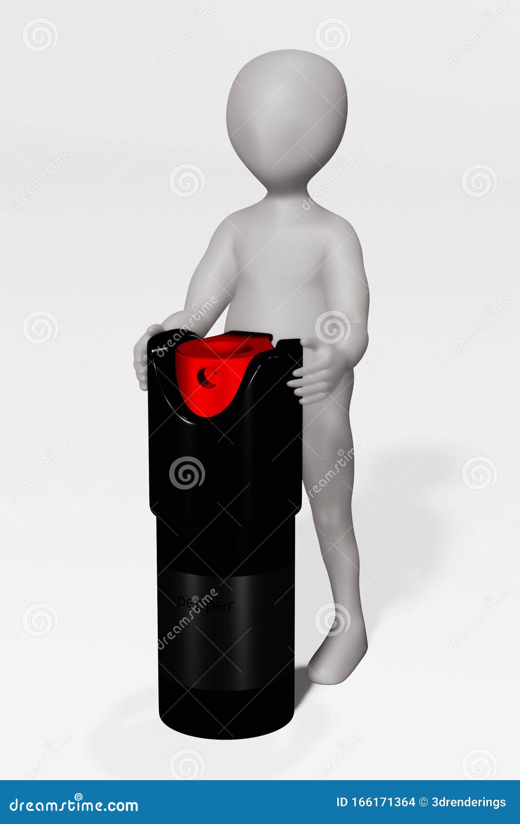 Render of Cartoon Character with Pepper Spray Stock Illustration ...