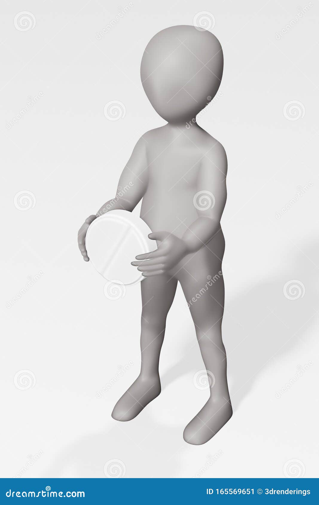 Render of Cartoon Character with Pill Stock Illustration - Illustration ...