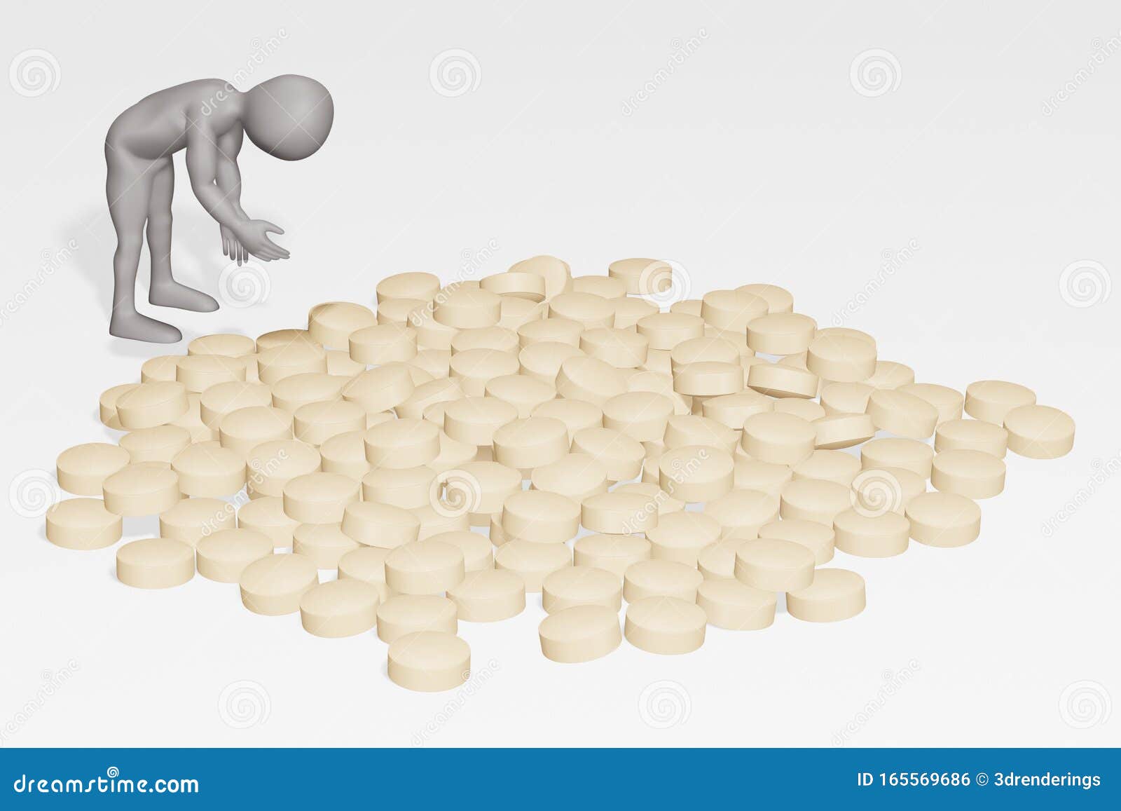 Render of Cartoon Character with Pills Stock Illustration ...