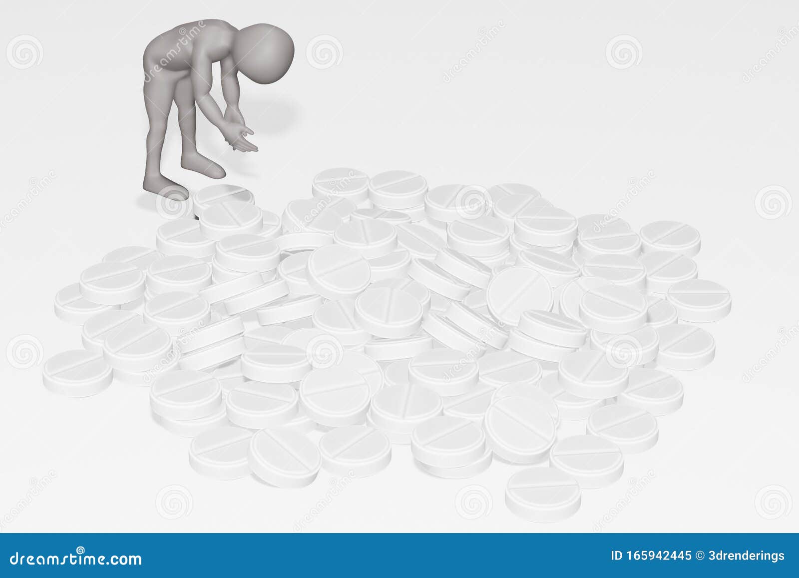 Render of Cartoon Character with Pills Stock Illustration ...